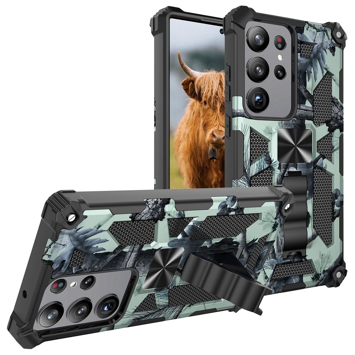 Wigento Handyhülle Für Samsung Galaxy S23 Ultra Camouflage Shockproof