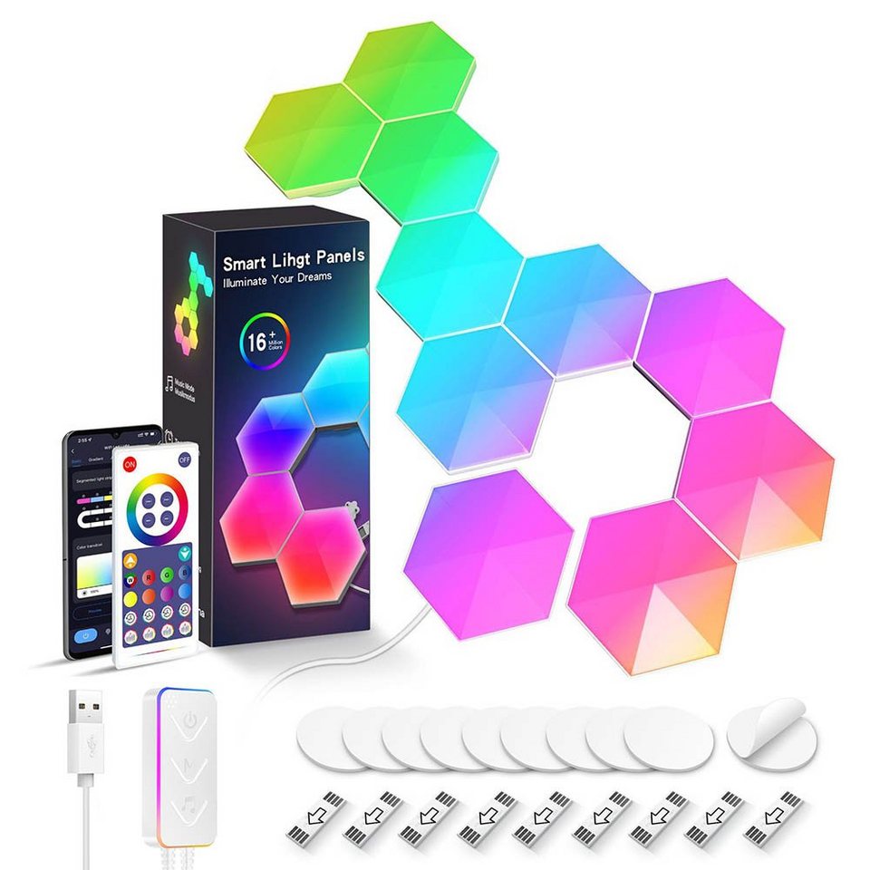 Qualra Nachtlicht Hexagon Rgb Led Panel 10 Stück Sechseck Gaming