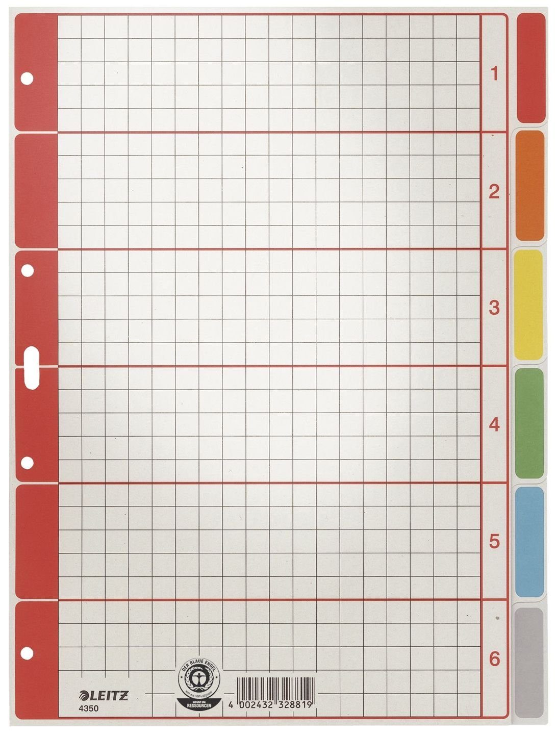 LEITZ Aktenordner LEITZ Karton-Register extrastark, blanko, A4, 6 ...