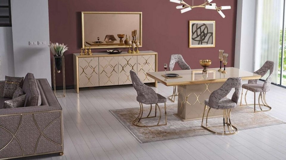Jvmoebel Esszimmer Set Luxus Esszimmer Set Esstisch 4x Stühle Sideboard