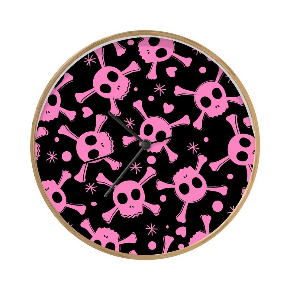 Muchowow Wanduhr Mädchen Piraten Rosa Muster Mädchen Kind