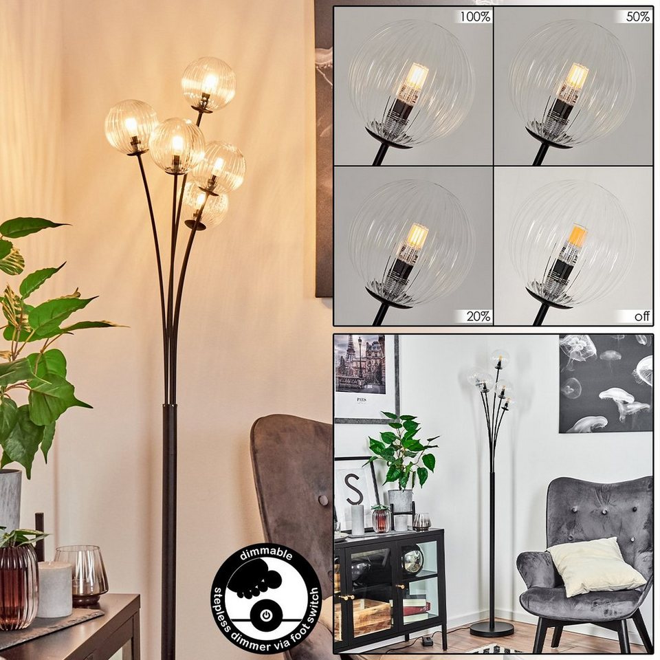 Hofstein Stehlampe Dimmbare Stehlampe Aus Metallglas In Schwarzklar