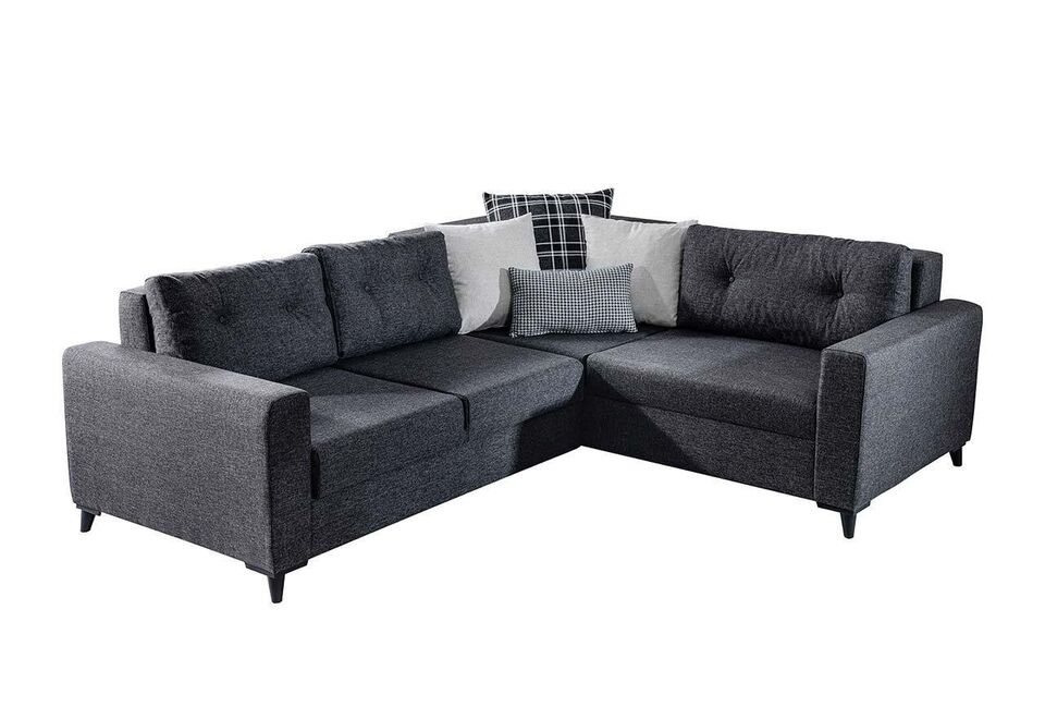 Jvmoebel Ecksofa Dunkelgraues Polstersofa Designer Ecksofa Bettfunktion