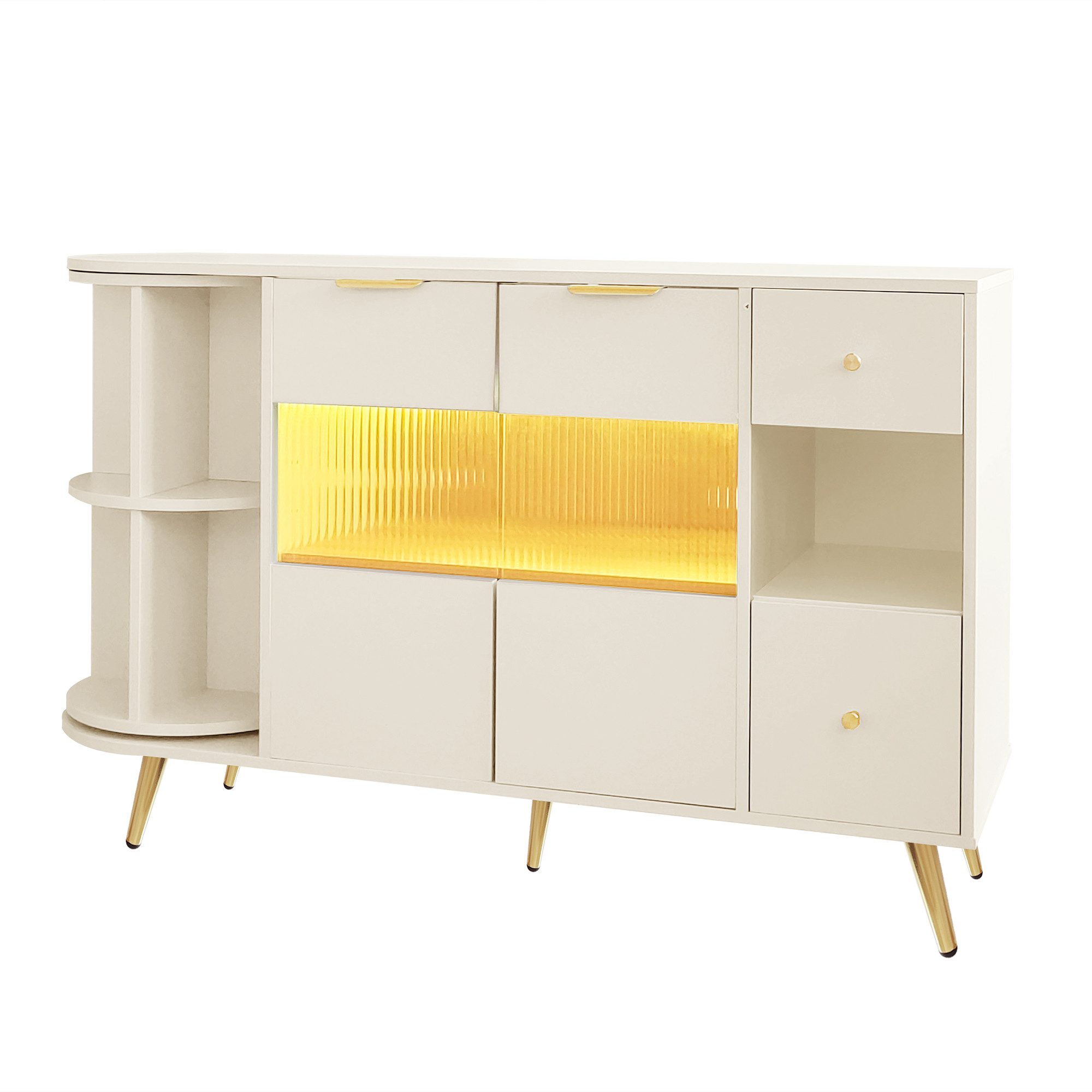 Hauss Sploe Sideboard Mit Glasschiebetüren Led Leuchten Für Esszimmer