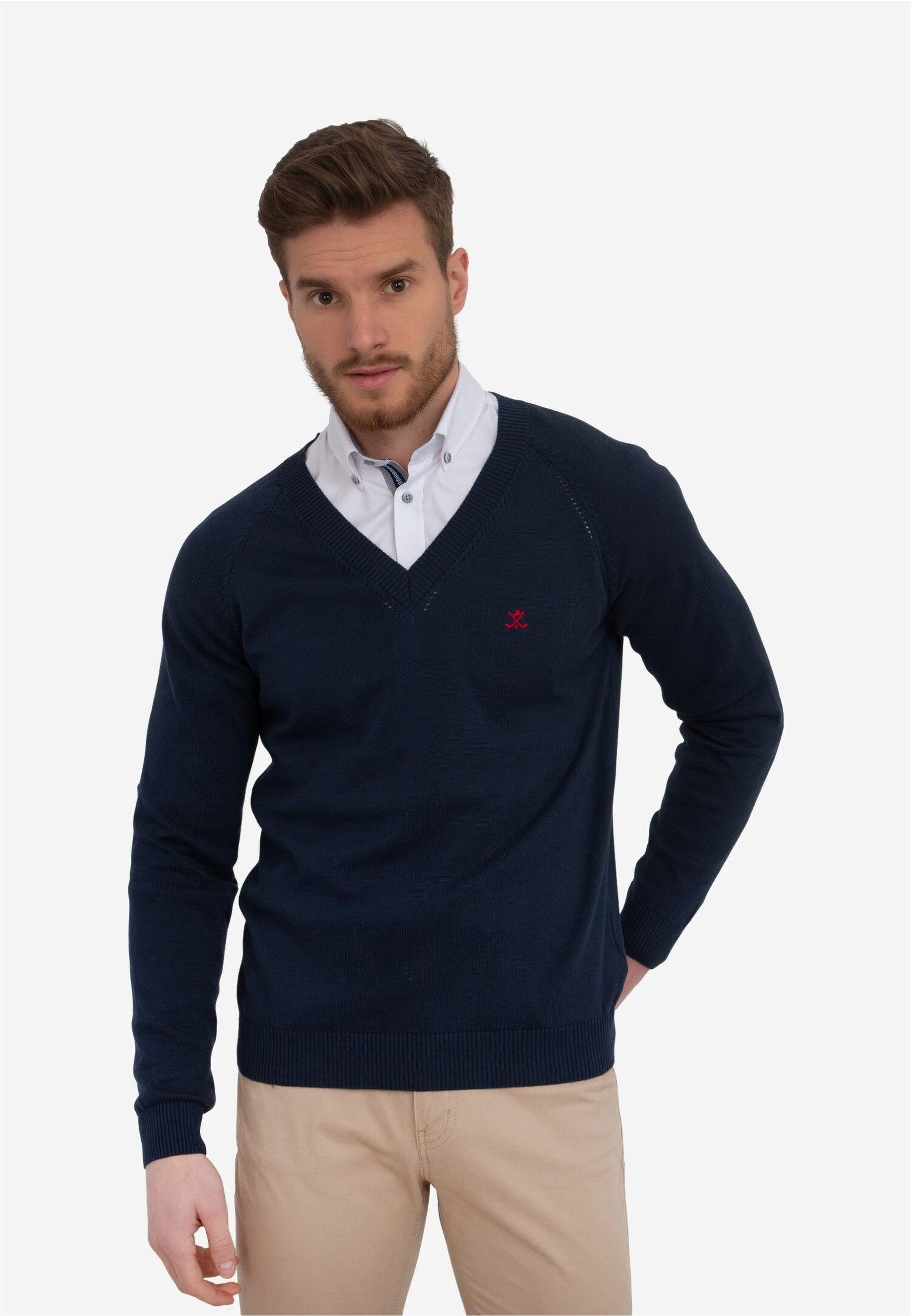 SIR RAYMOND TAILOR Strickpullover Svend mit angesagtem V-Kragen