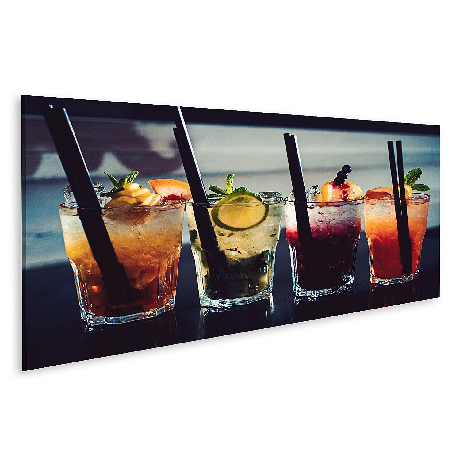 islandburner Leinwandbild Bild auf Leinwand Bars Cocktail Getränke Serviert Gläser Strohhalme Wa