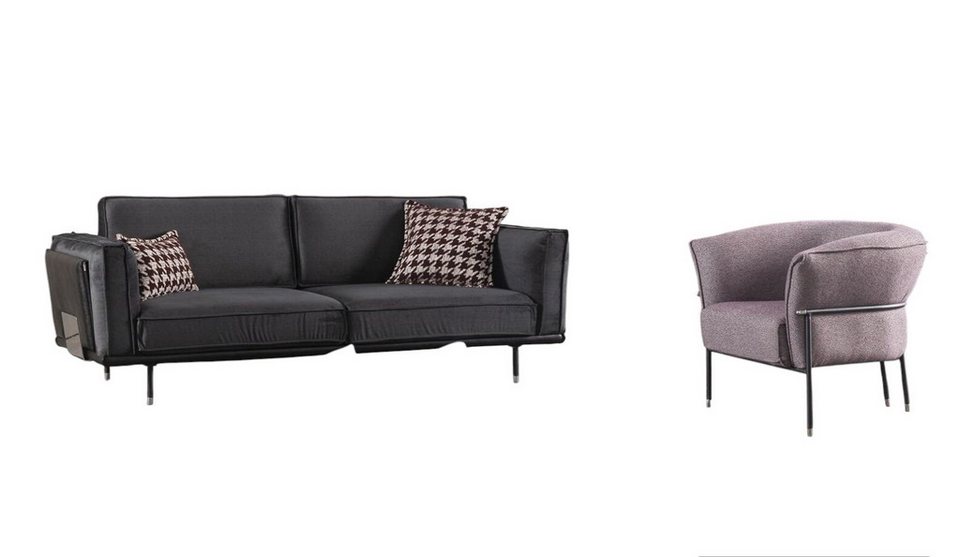 Jvmoebel Wohnzimmer Set Sofa 31 Sitz In Grau Moderne Sofagarnitur