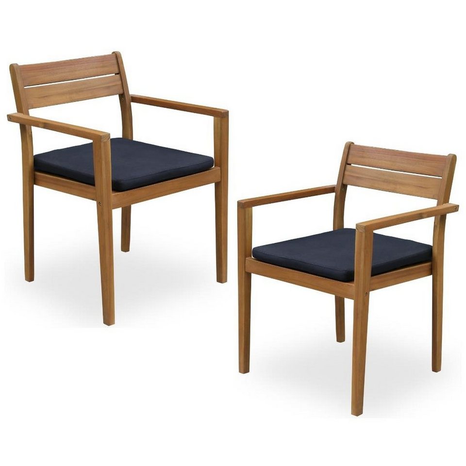 Terra Home Gartenstuhl Krok 2er Set Akazien Holz Armlehnen Inkl