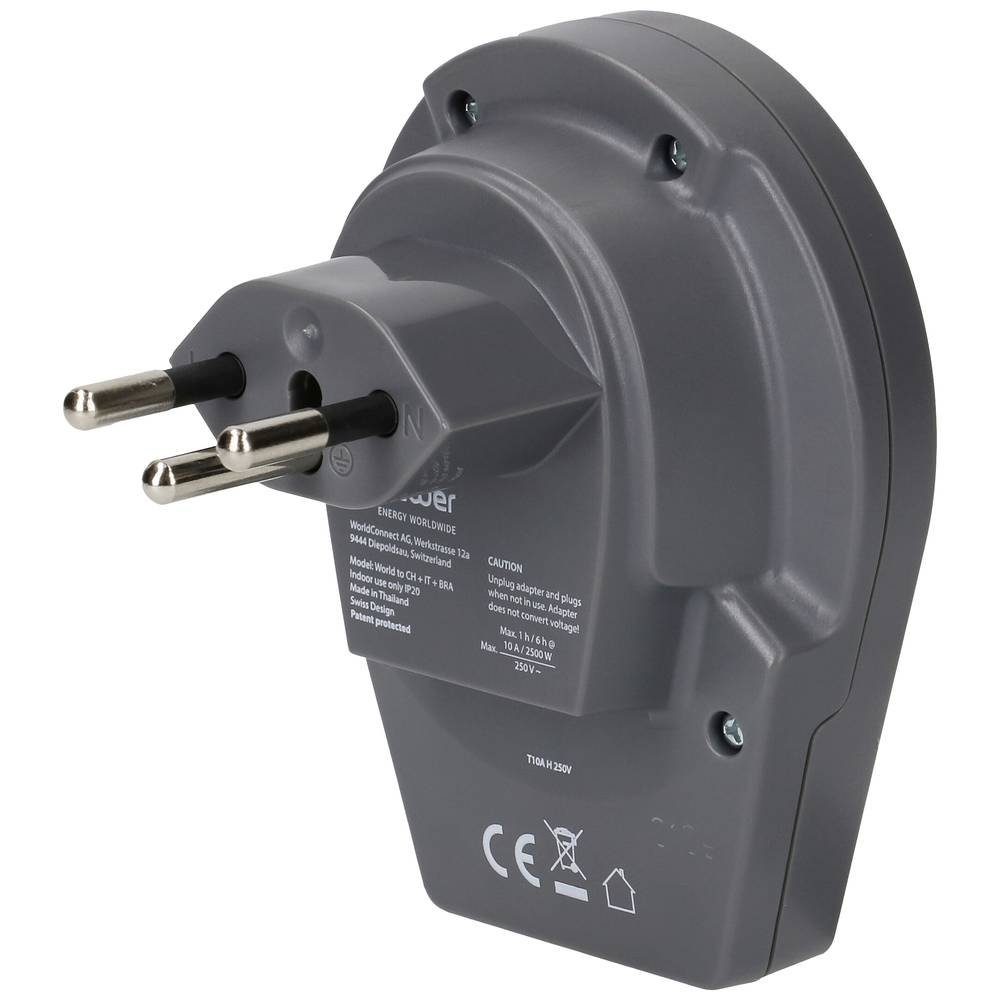 cemon Reiseadapter Welt nach CH+IT+BRA q2-1-1.00200-TH Reiseadapter ...