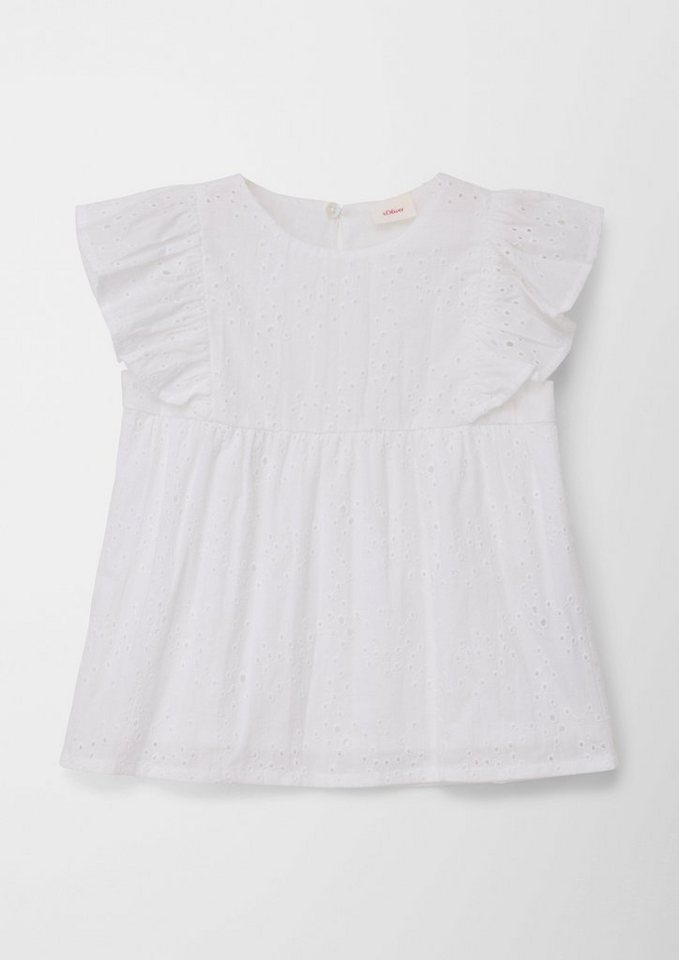 Soliver Kurzarmbluse Bluse Aus Broderie Anglaise Raffung
