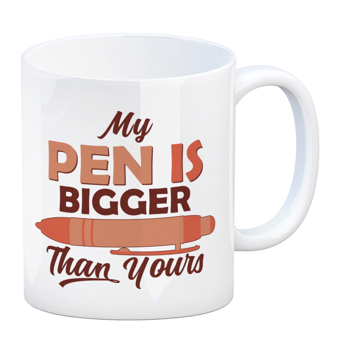 speecheese Tasse Penis Kaffeebecher mit Spruch My Pen is bigger than yours