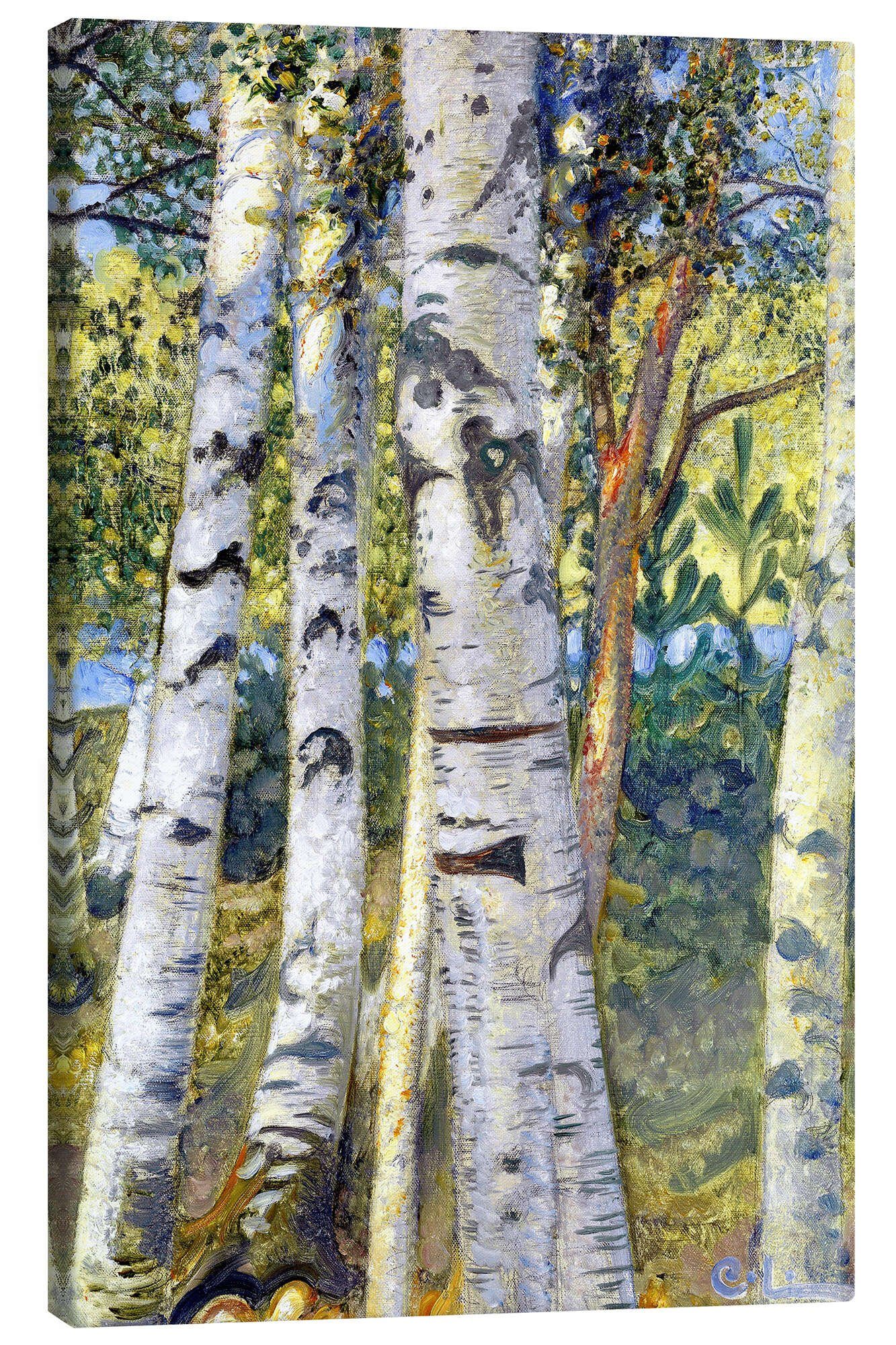Posterlounge Leinwandbild Carl Larsson Birkenstämme Malerei