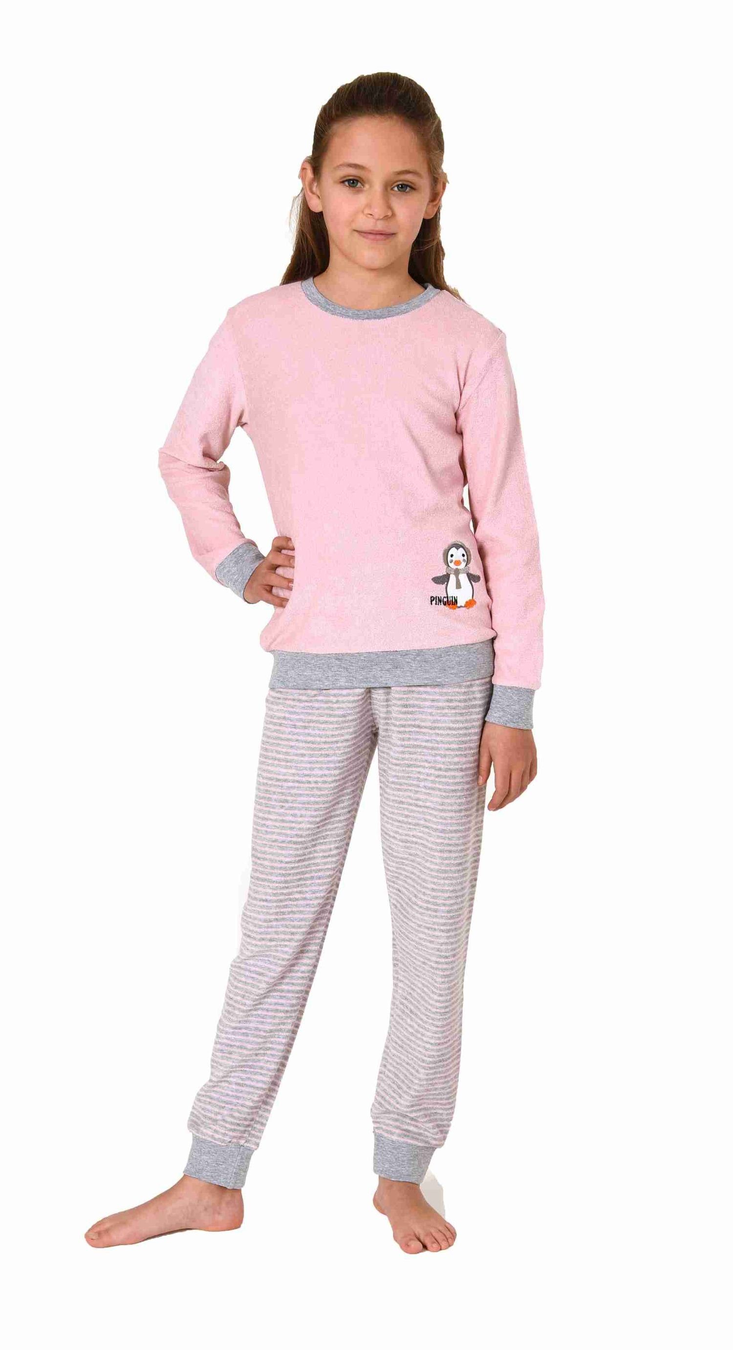 Normann Pyjama Mädchen Langarm Frottee Schlafanzug Pyjama Mit Bündchen
