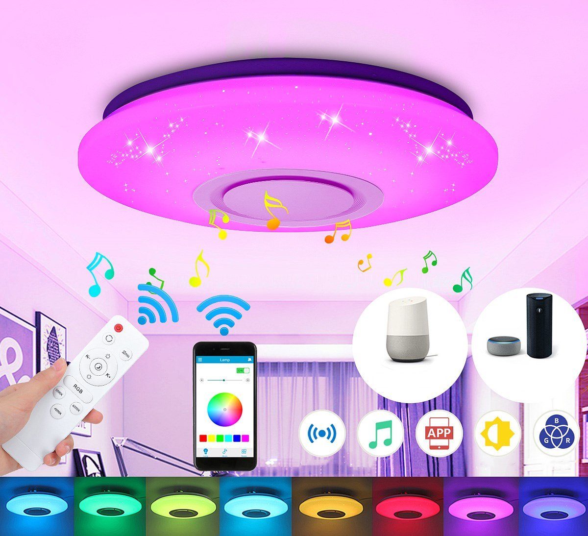 Ecsee Deckenleuchte Dimmfunktion Farbsteuerung Smart Home Led Fest