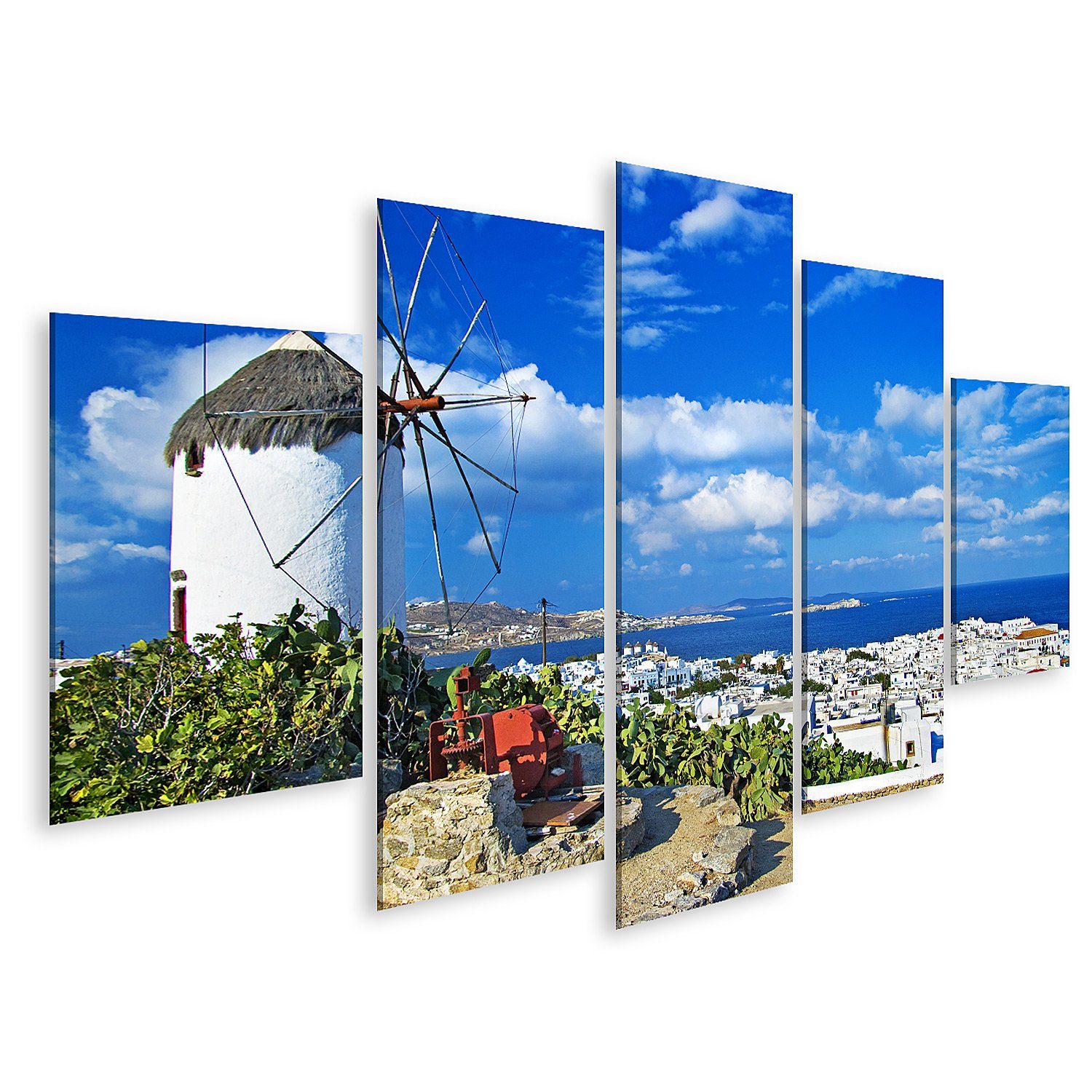 islandburner Leinwandbild Bild auf Leinwand Mykonos Ansicht Wandbild Poster Kunstdruck Bilder
