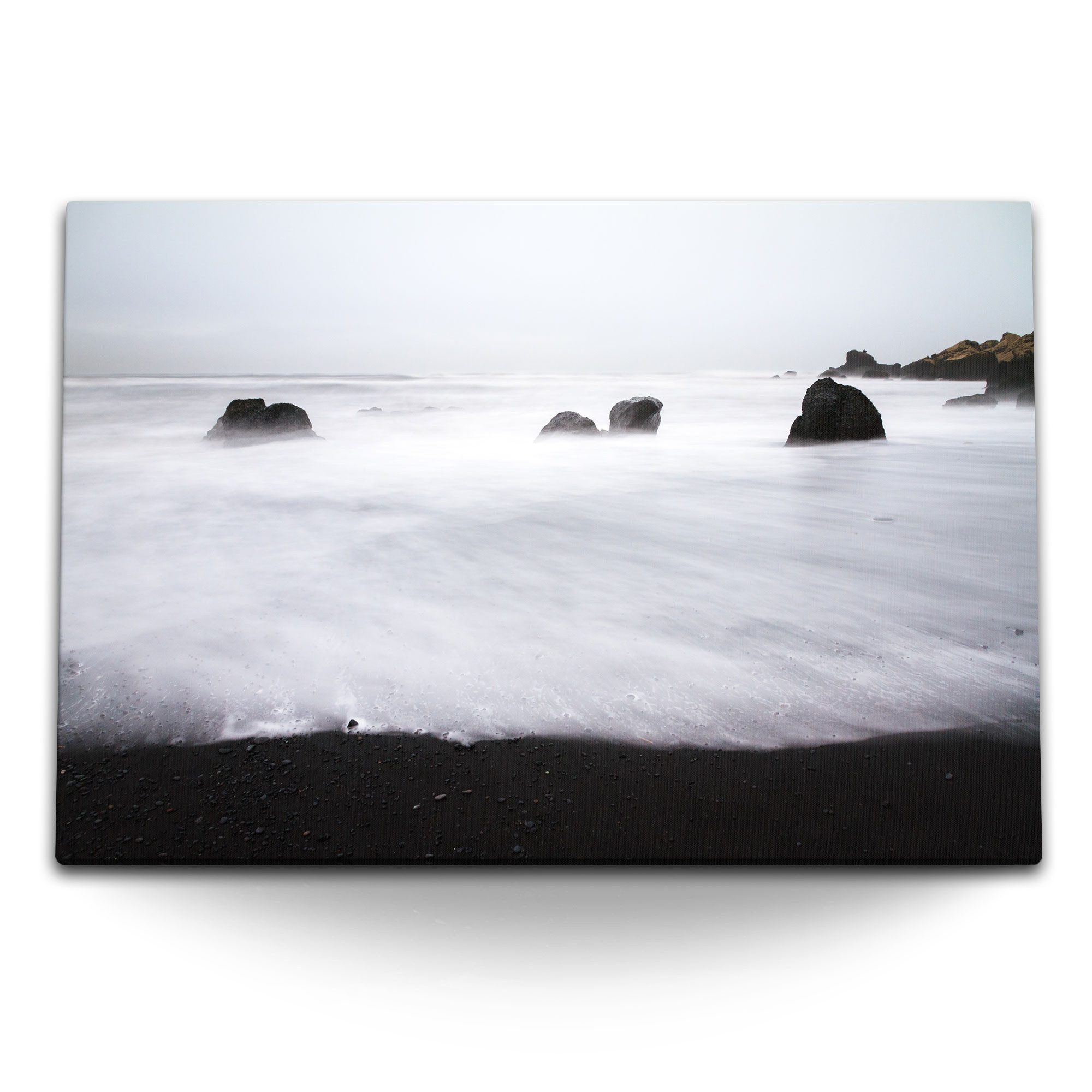 Sinus Art Leinwandbild 120x80cm Wandbild auf Leinwand Strand Meerschaum Vulkaninsel Felsen Oz ...