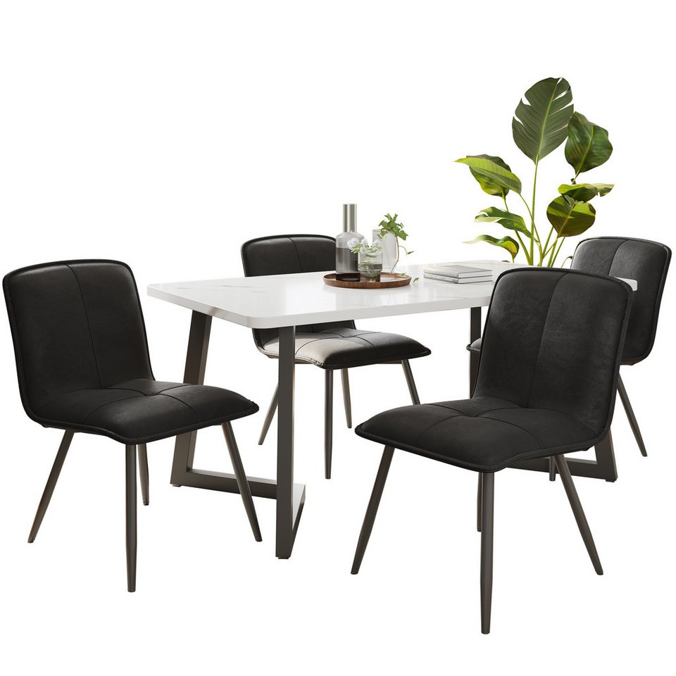 Tongtong Essgruppe 117x68cm Esstisch Mit 4 Stühlen Set Moderner
