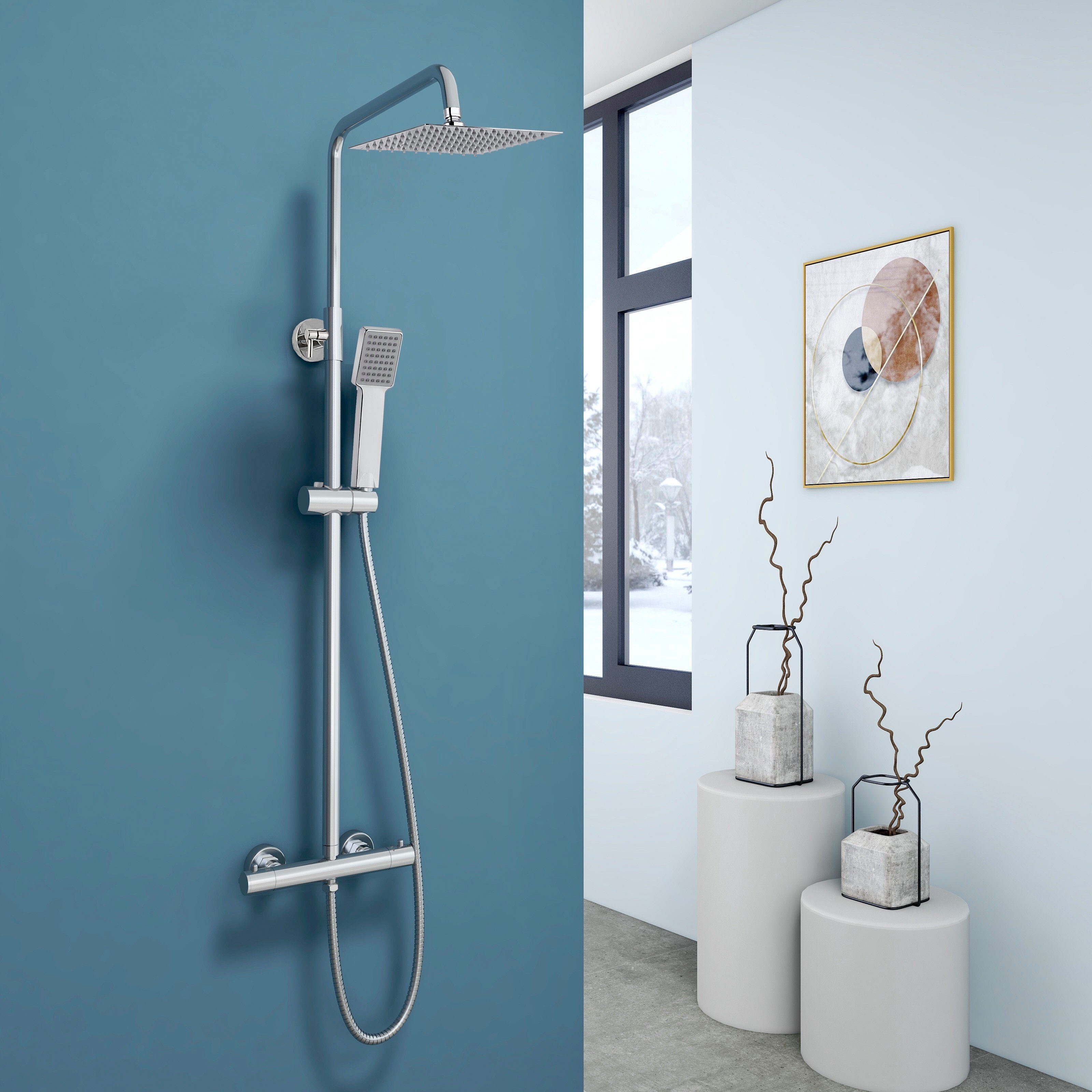 Duschspa Duschsystem Mit Thermostat Und Handbrause Regendusche Höhe 80