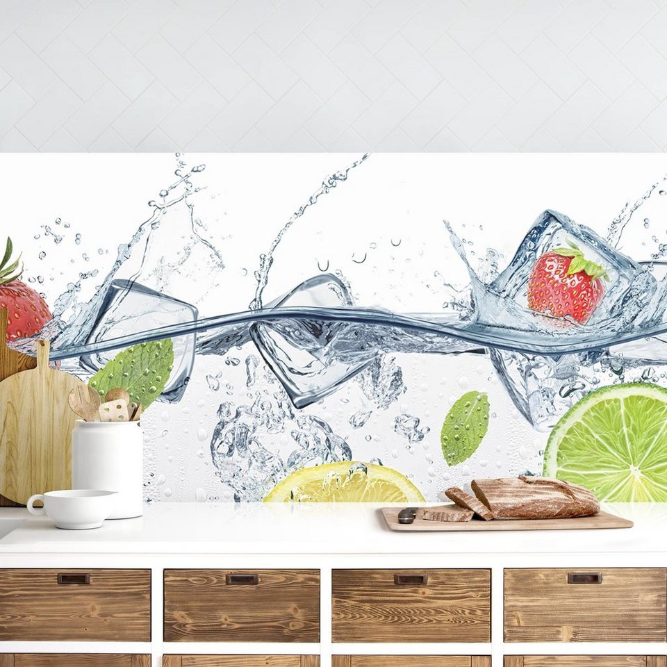 Bilderdepot24 Küchenrückwand Weiß Dekor Obst Wandpaneel Küche Frucht