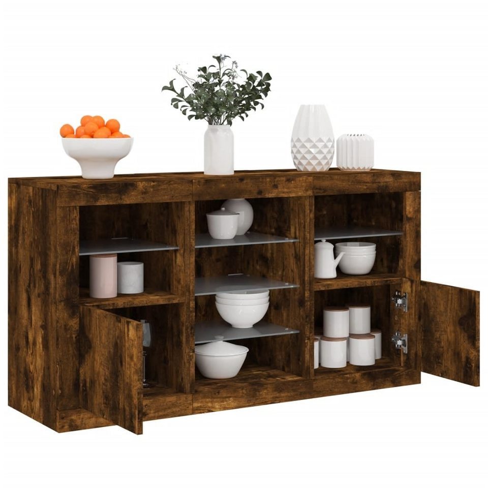 Vidaxl Sideboard Sideboard Mit Led Leuchten Räuchereiche 123x37x67 Cm