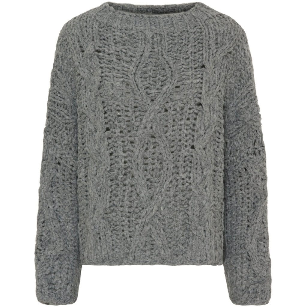 LaMarta Stillpullover LaMarta-Gemütlicher Strickpullover mit Zopfmuster in Grau