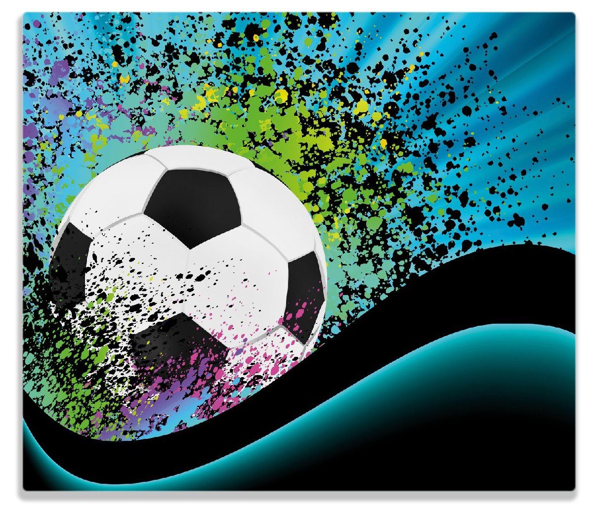 Wallario Herd Abdeckplatte Fußball Design Wellen Und Regenbogen In