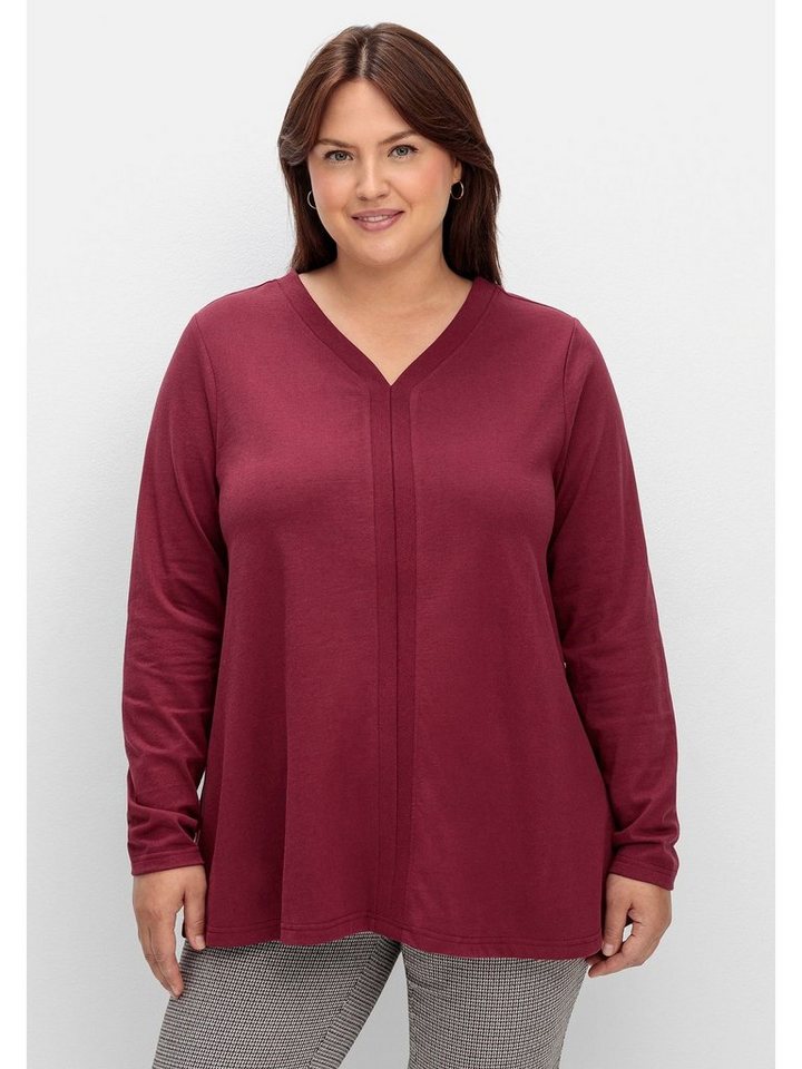 Sheego Langarmshirt Große Größen Mit V Ausschnitt Und Rippblende