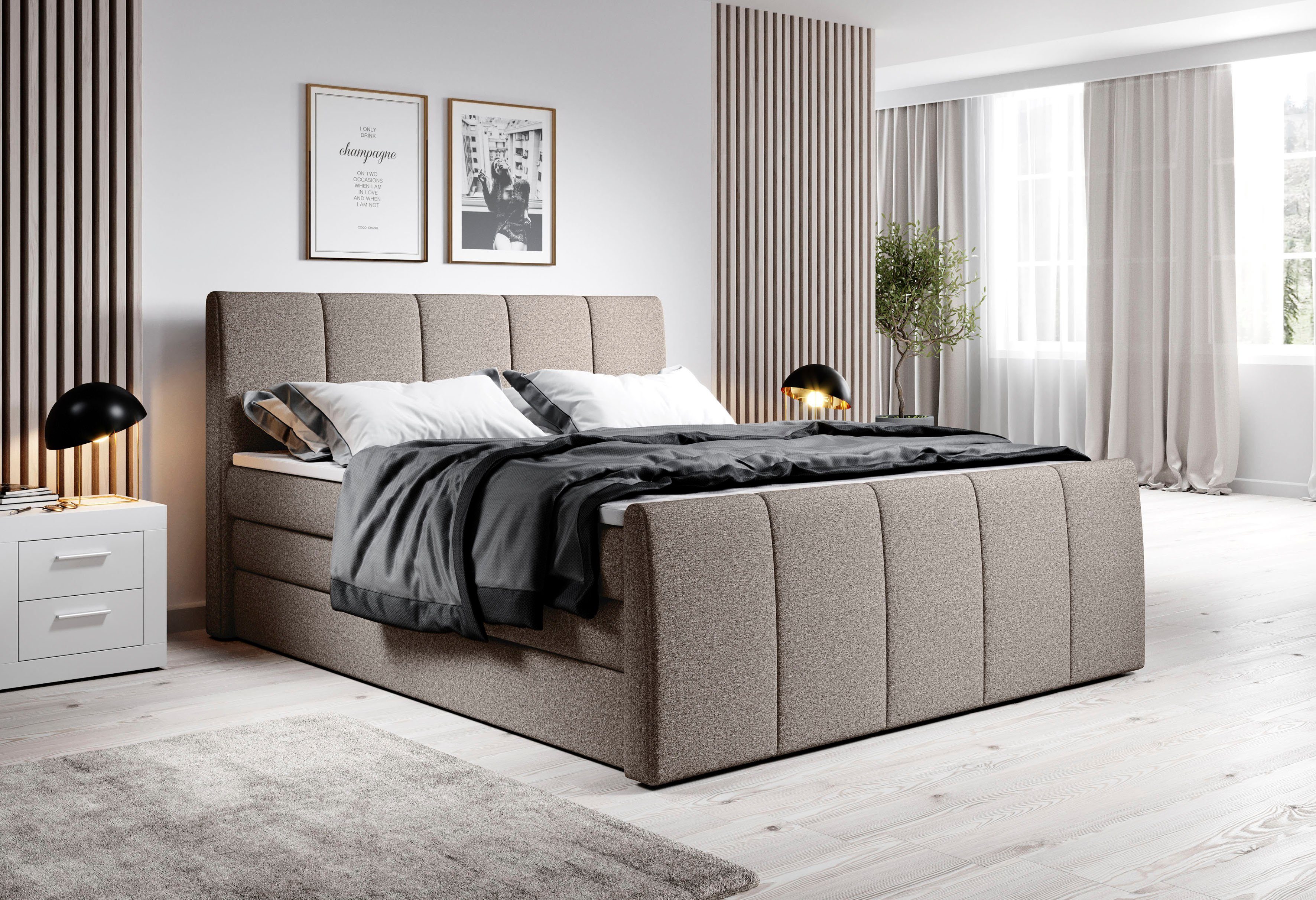 Beige Boxspringbetten 180x200 mit Bettkasten kaufen | OTTO