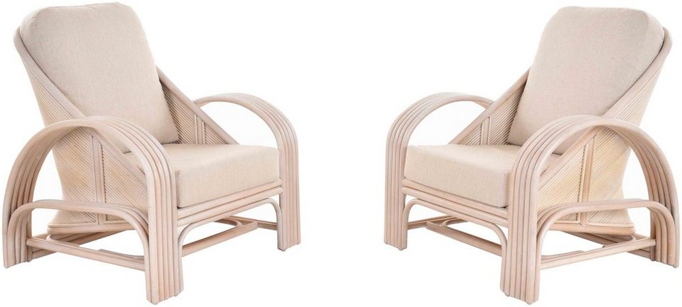 Krines Home Relaxsessel Set 2 Loungesessel Déco Aus Echtem Rattan