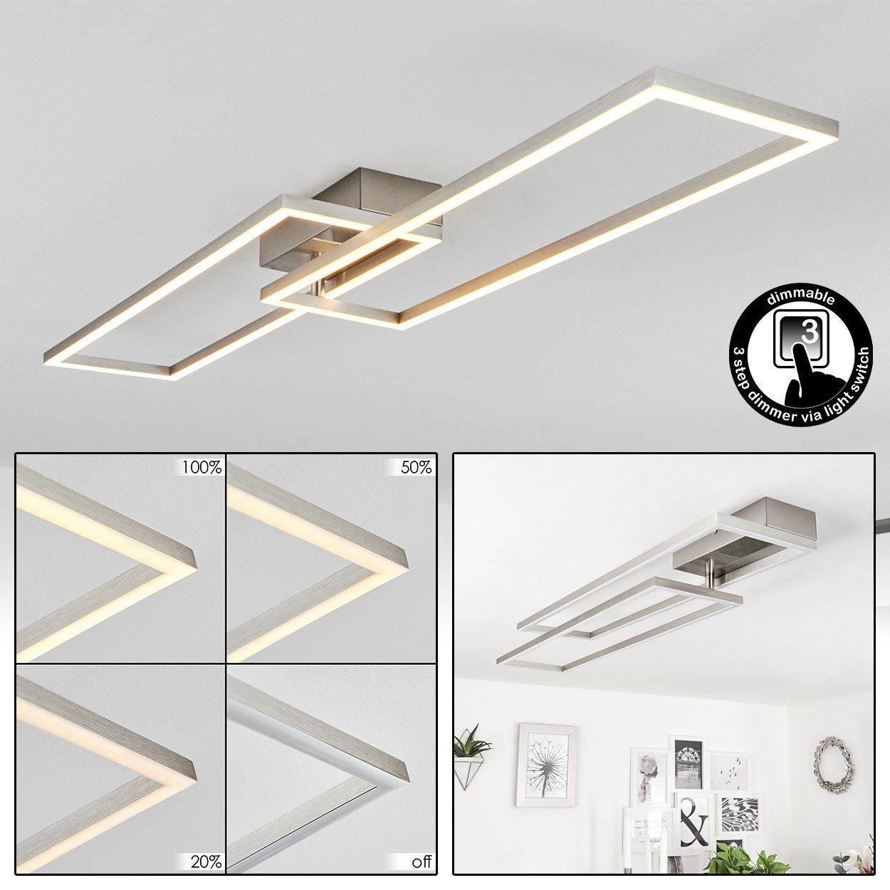 Hofstein Deckenleuchte Crima Deckenlampe Aus Metallkunststoff In