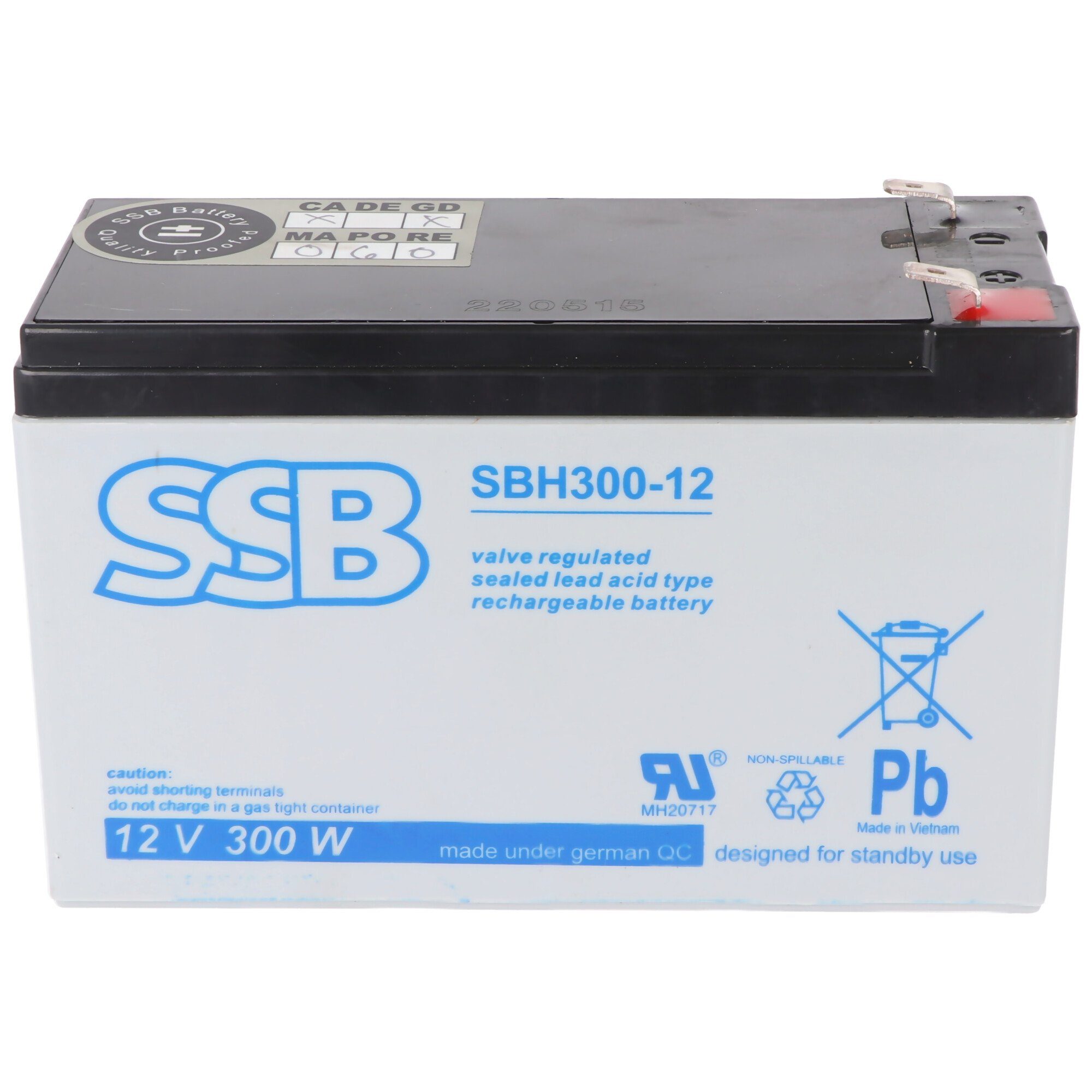 SSB Battery SSB SBH300-12 12V 9Ah Bleiakku AGM Blei Gel Akku, mit Faston 6,3mm, i Akku ...