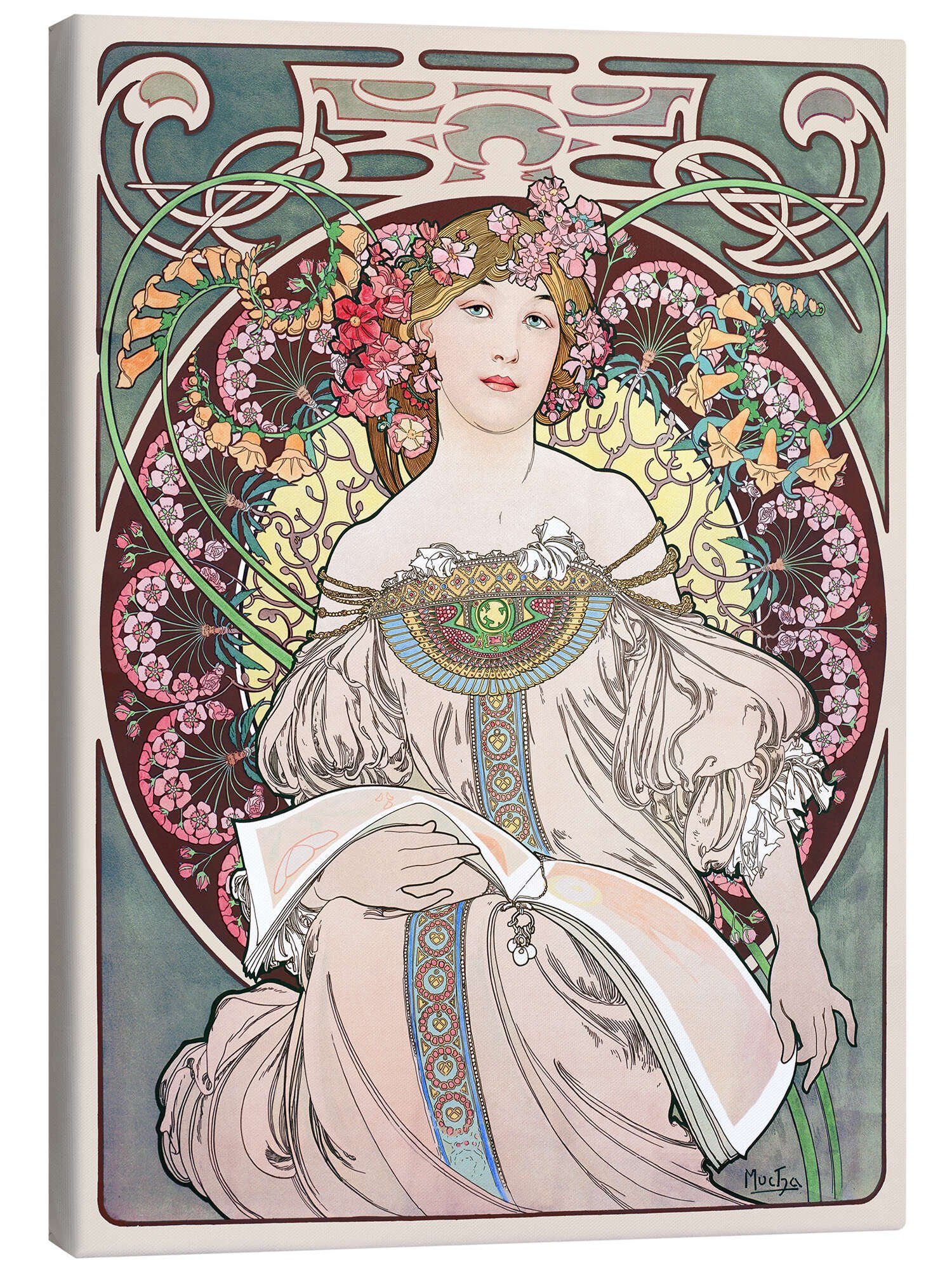 ᐅ Posterlounge Leinwandbild Alfons Mucha, Träumerei, Wohnzimmer Vintage Malerei | OTTO