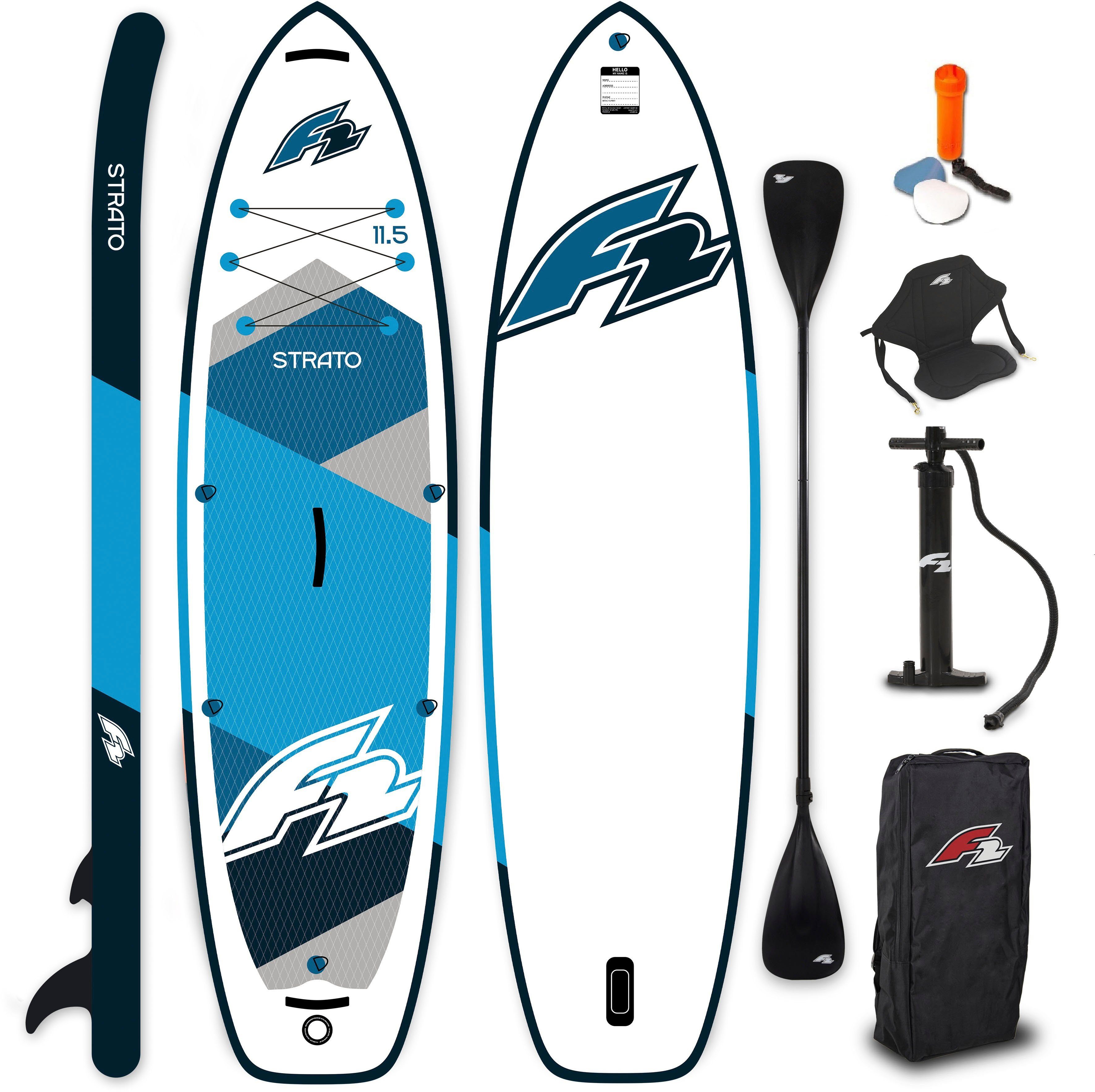 F2 SUP-Board Strato 11,5 Ltd. Edition Set blue, (Set, 6 tlg)