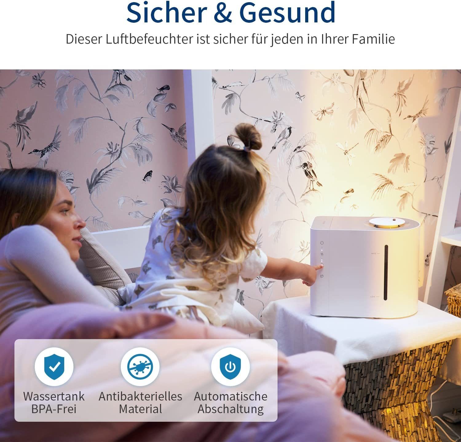 AIRROBO Luftbefeuchter Luftbefeuchter 4.3L Top-Fill für Große Räume ...