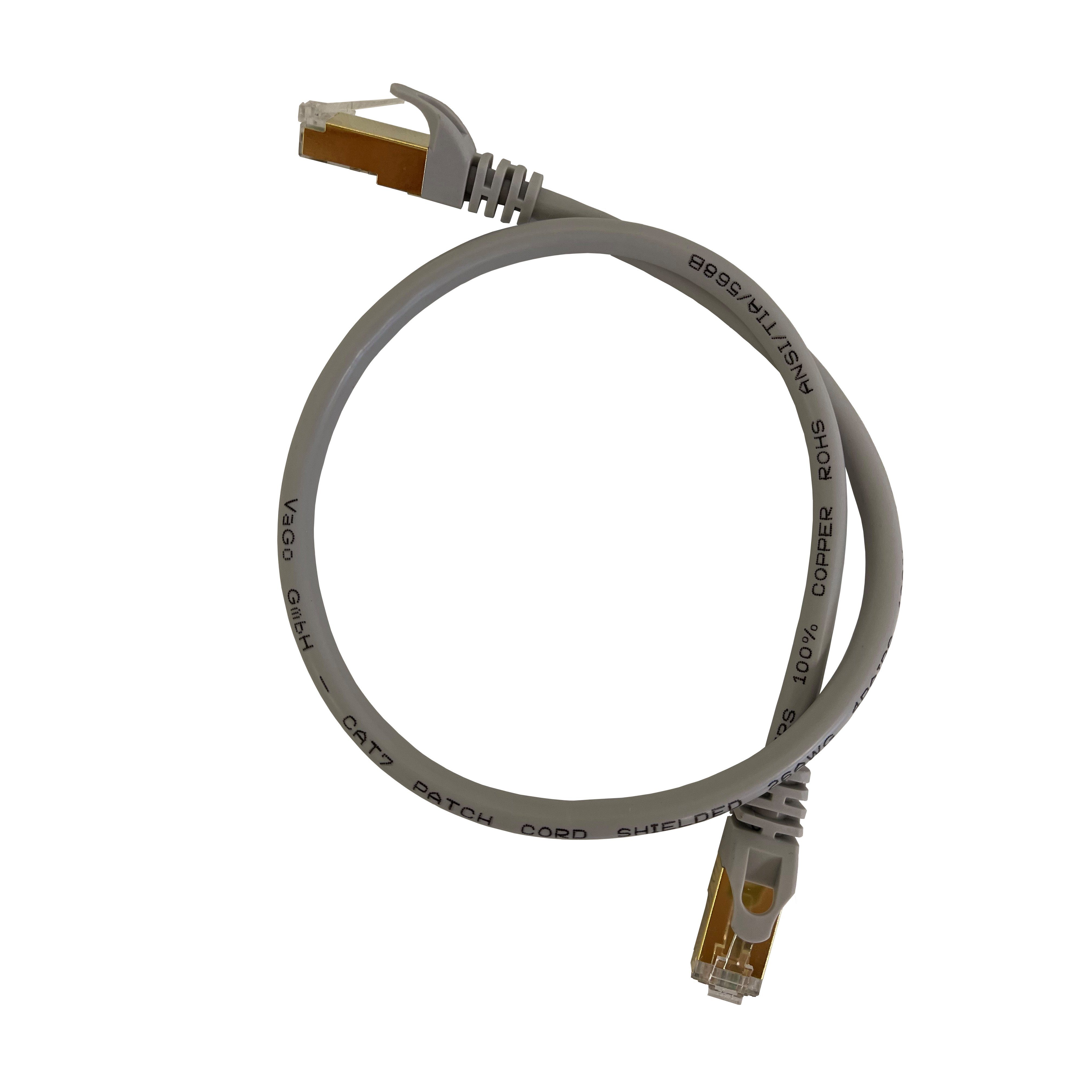 VaGo-Tools »CAT7 Patchkabel Netzwerkkabel grau 1m rund« LAN-Kabel, RJ45 ...