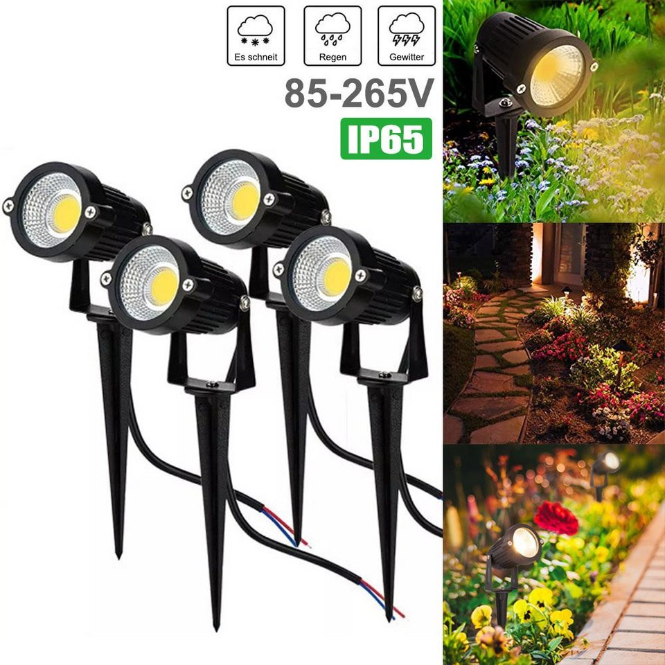 Rosnek Gartenstrahler 5w Led Wasserdicht Gartenleuchte Spot Licht Cob