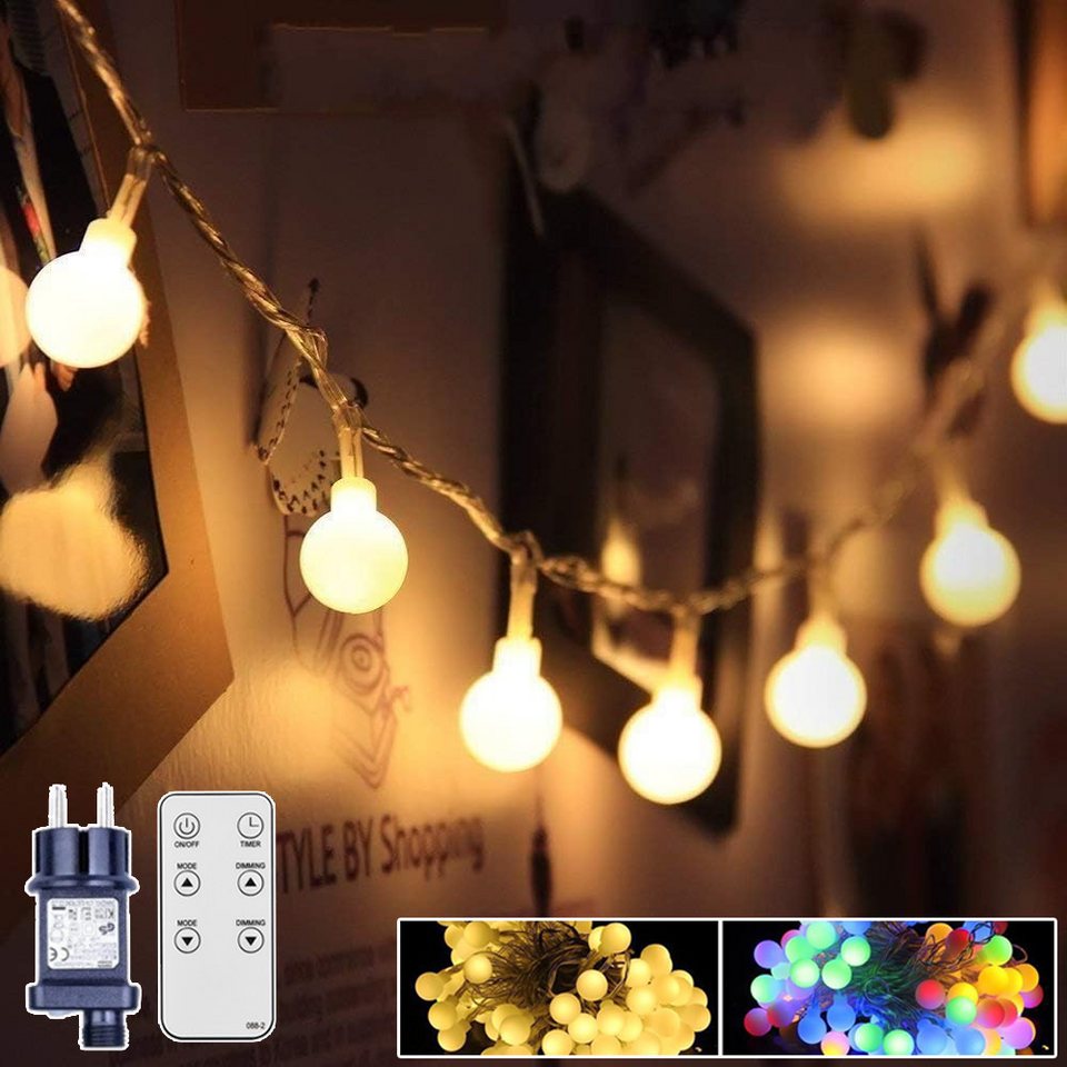Xersek Led Lichterkette Globe Led Lichterkette Netzstecker 10 Modi