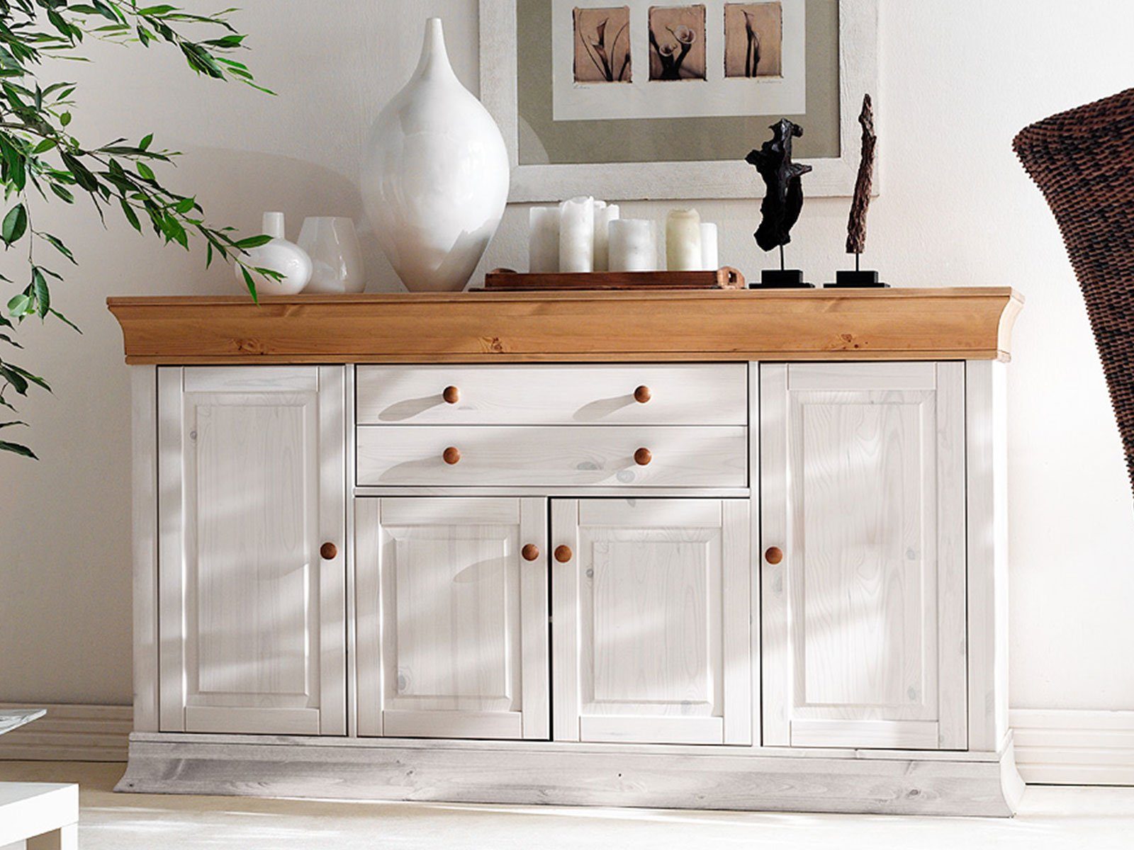 Möbelando Sideboard Boston Modernes Sideboard Aus Kiefer Massivholz In