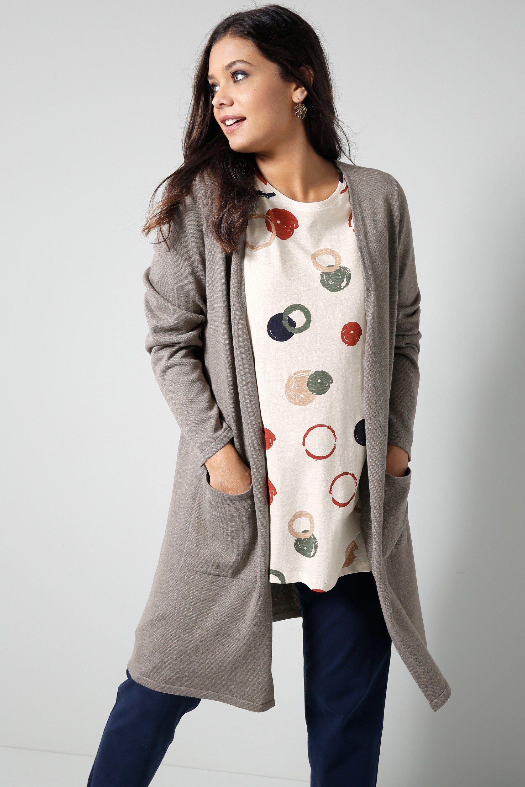 Janet And Joyce Strickjacke Long Strickjacke Classic Fit Offene Form Langarm