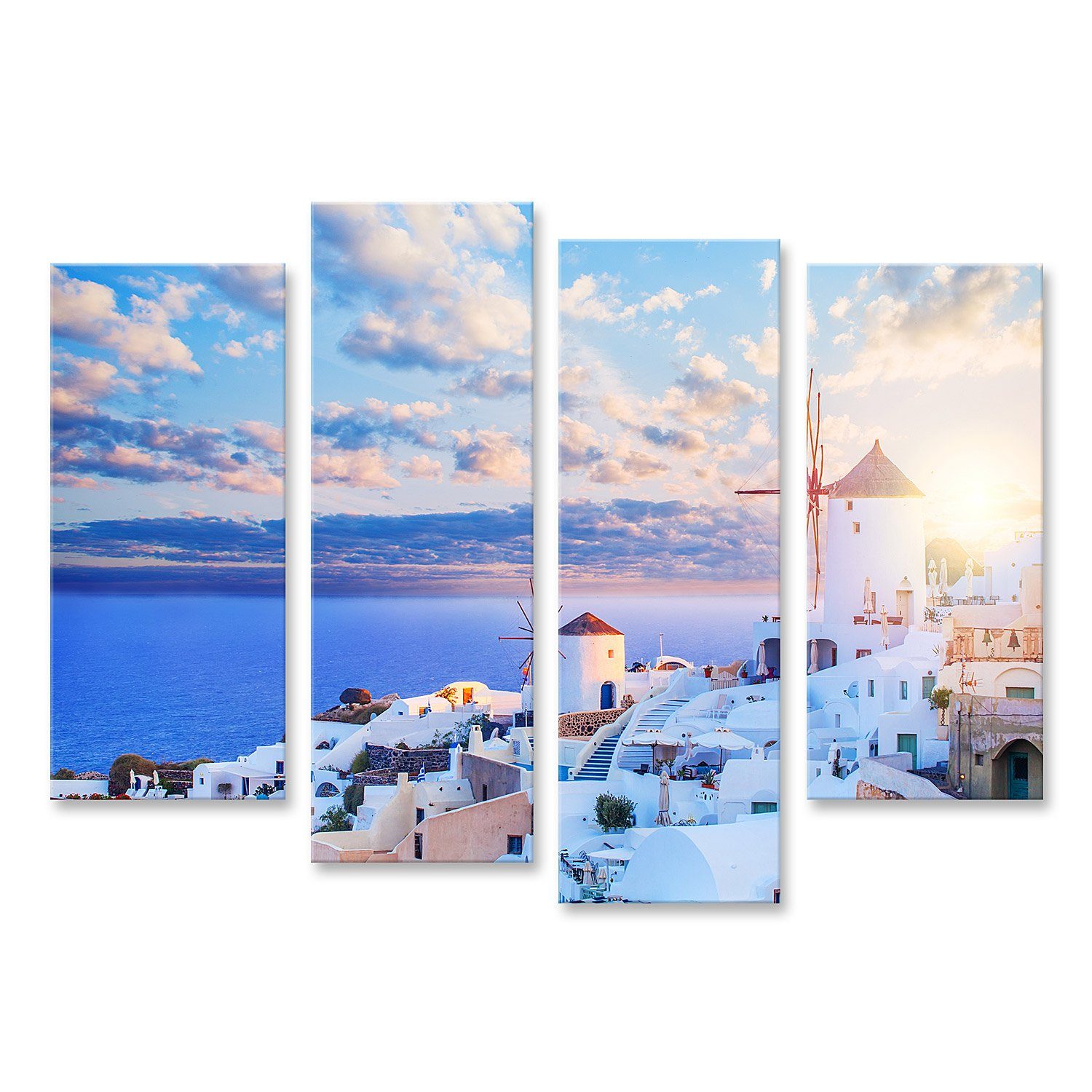 islandburner Leinwandbild Bild auf Leinwand Santorini Skyline Schöne Santorini Landschaft gegen
