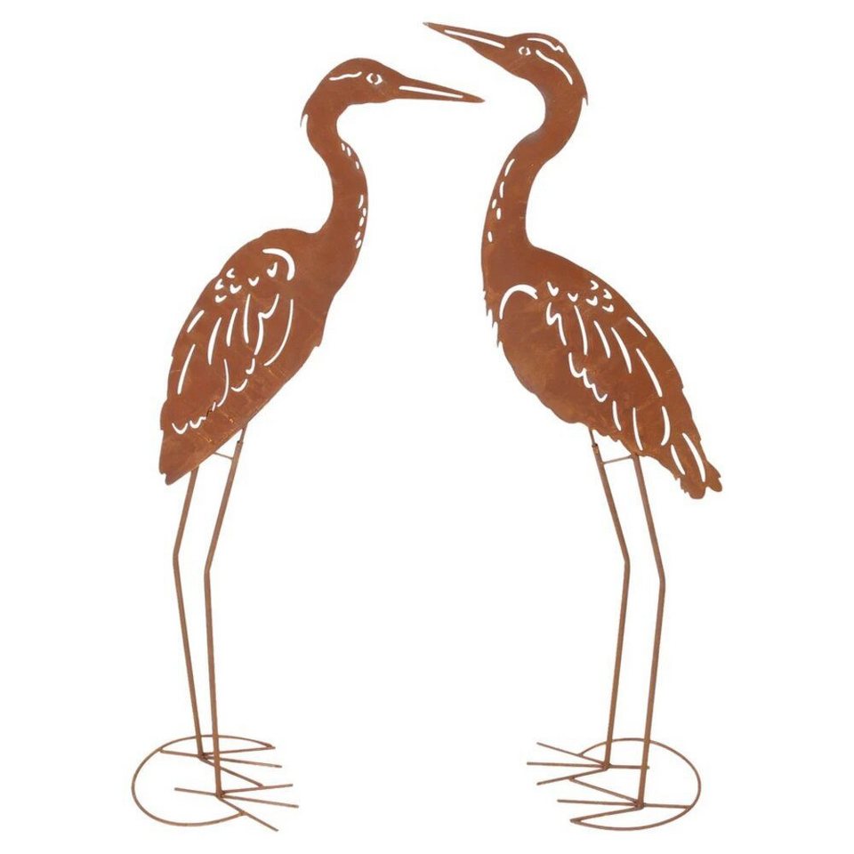 Home Trends24de Gartenfigur Metallfigur Dekofigur Vogel Storch Rost