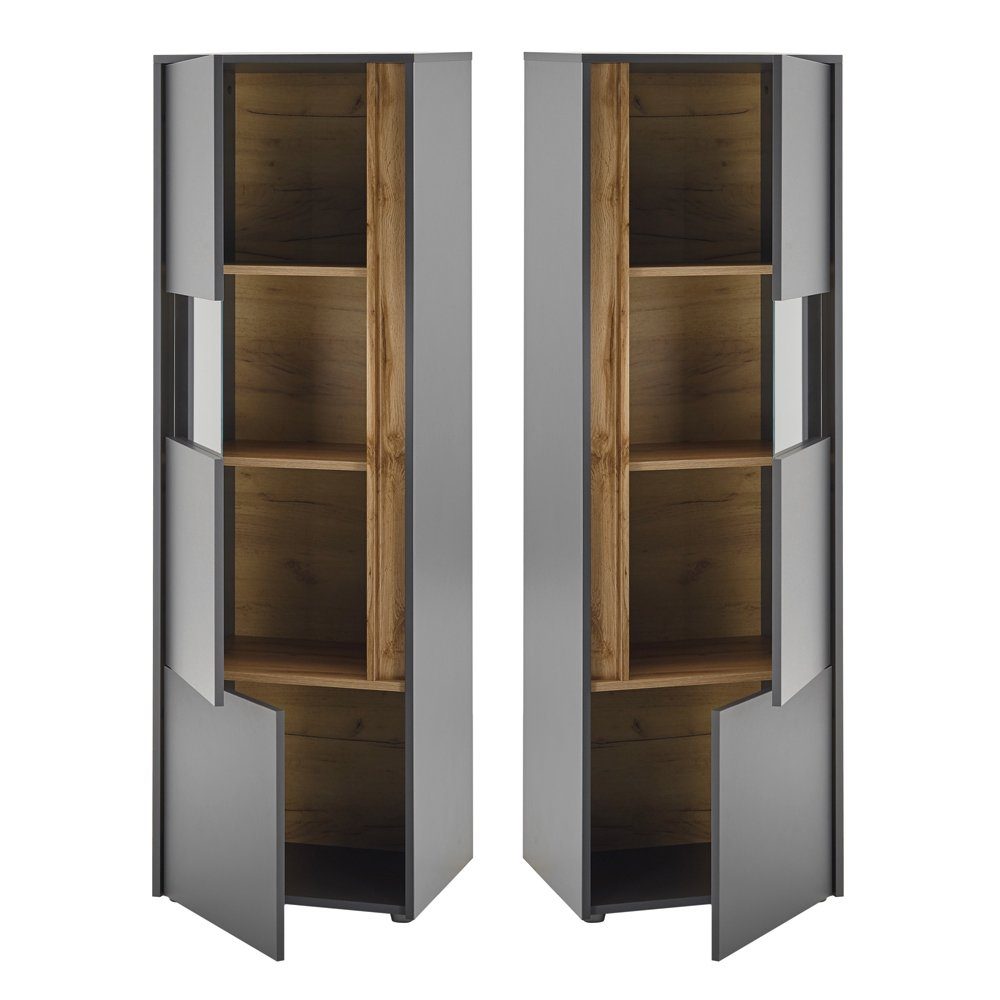 Lomadox Vitrine Crisp 61 Wohnzimmer Vitrinenschrank In Anthrazit Mit