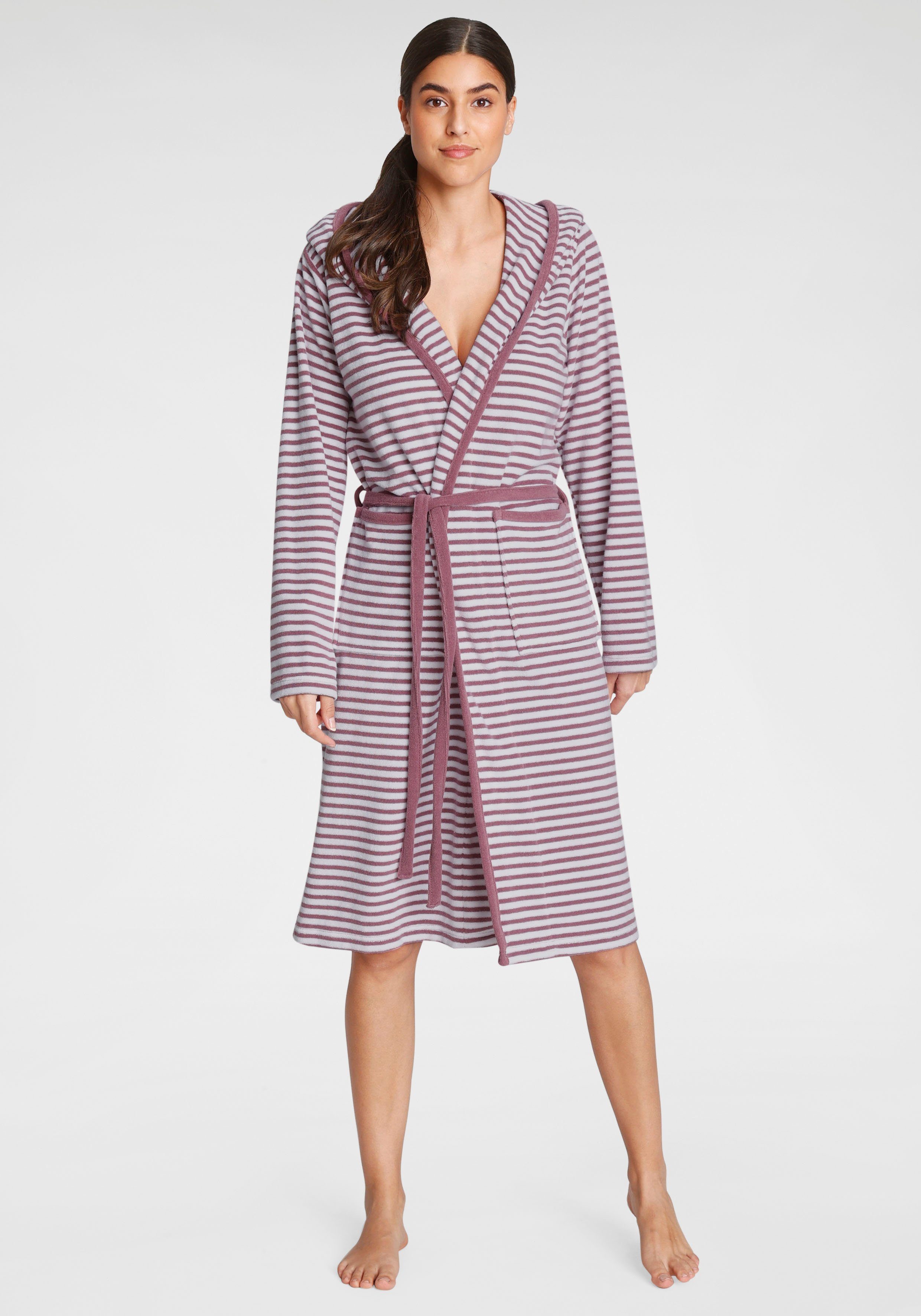 Tom Tailor Home Unisex Bademantel Stripe Kurzform Leichtfrottier