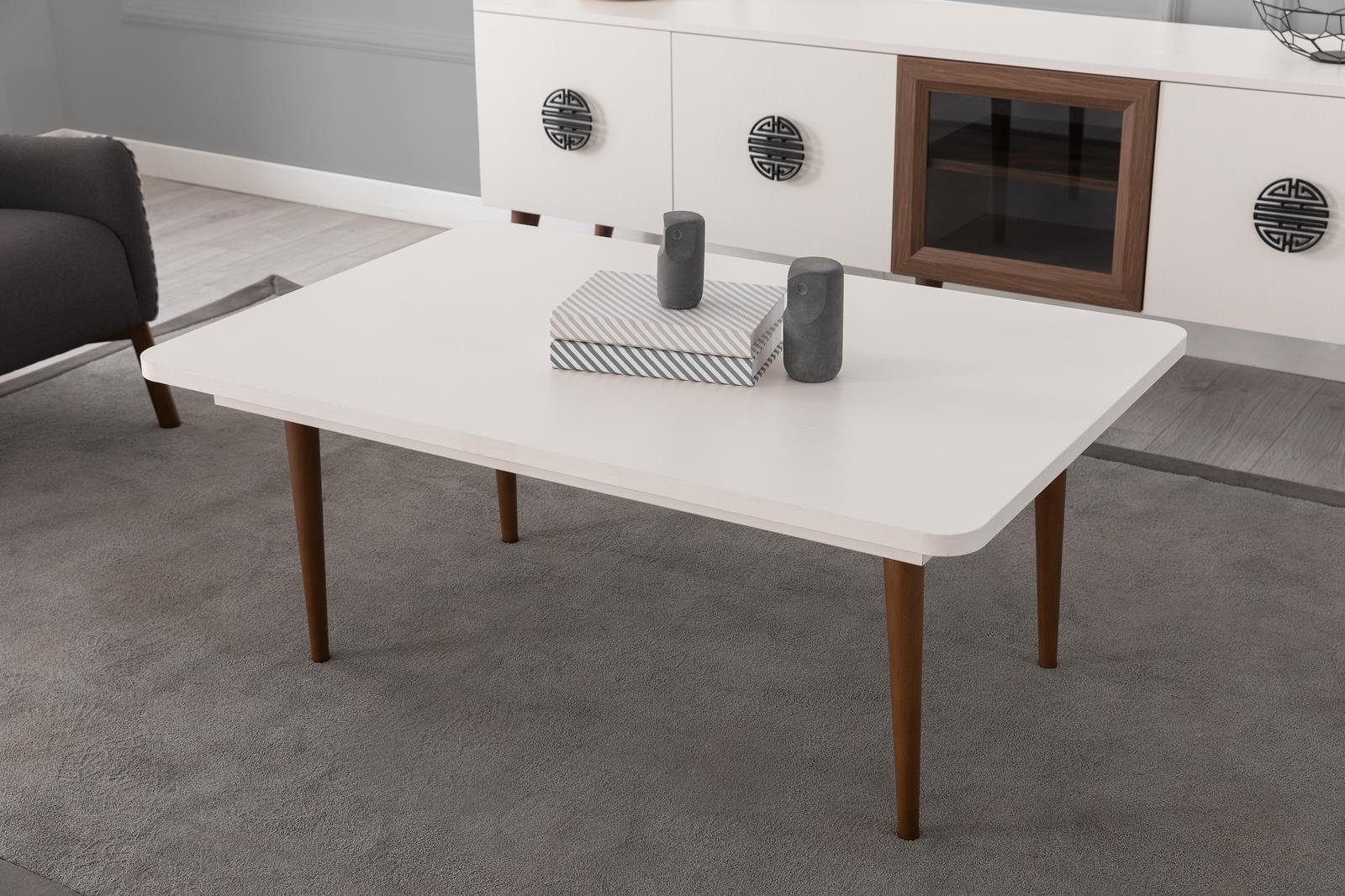 Jvmoebel Couchtisch Weißer Rechteckiger Couchtisch Wohnzimmer