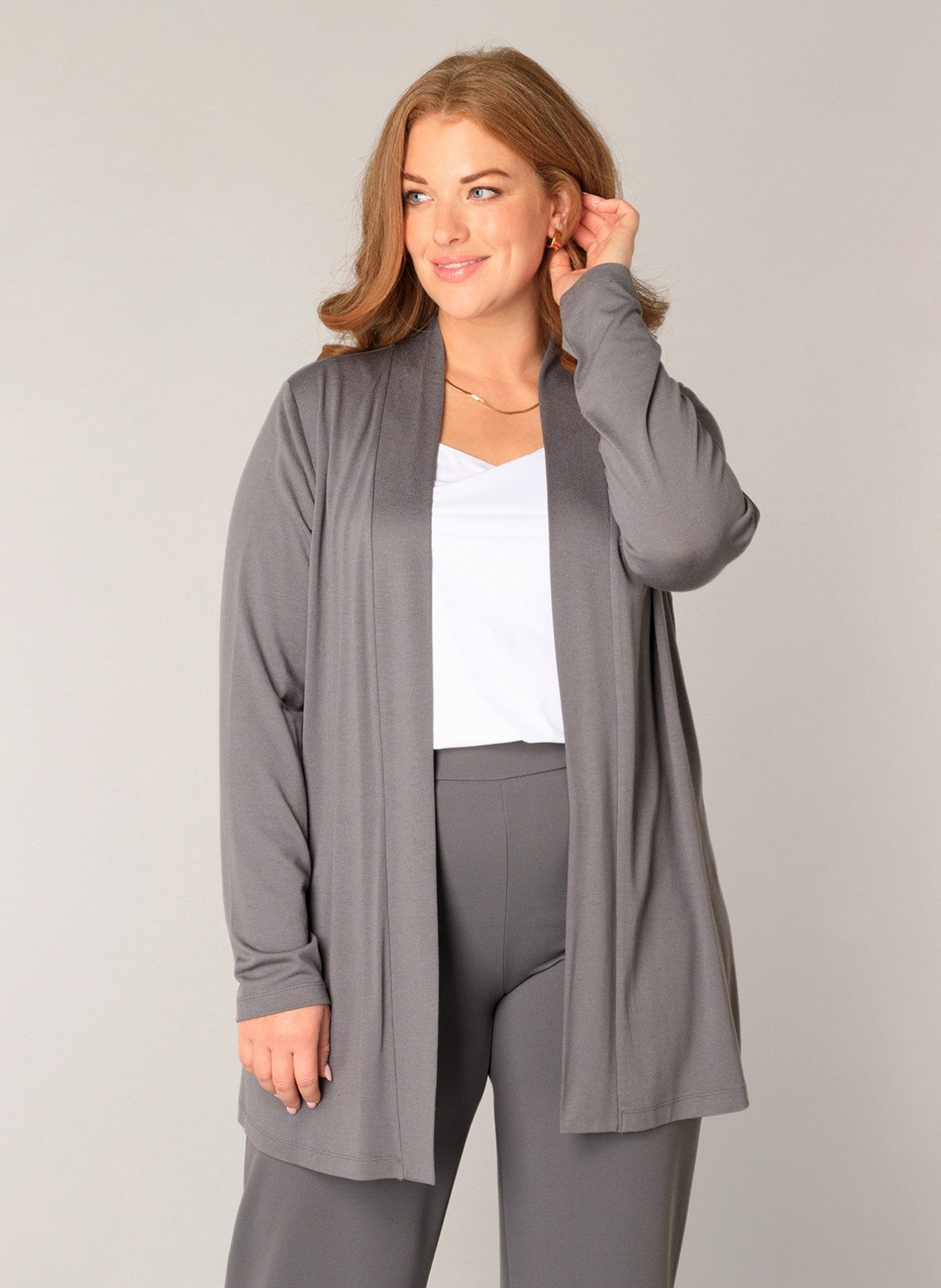 Base Level Curvy Strickjacke offen, ohne Verschluss