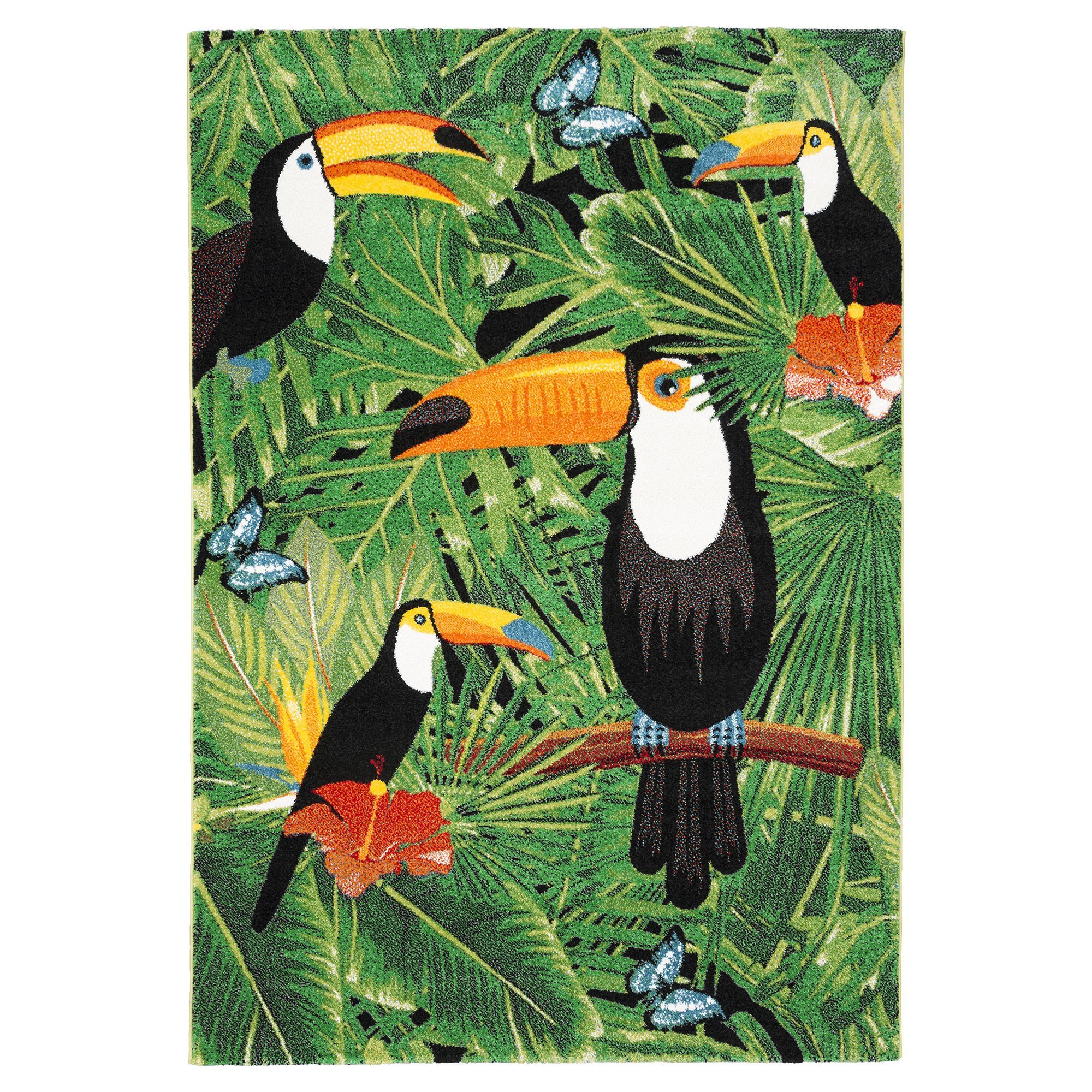 Pergamon Designteppich Designer Teppich Faro Tropical Tukan Rechteckig