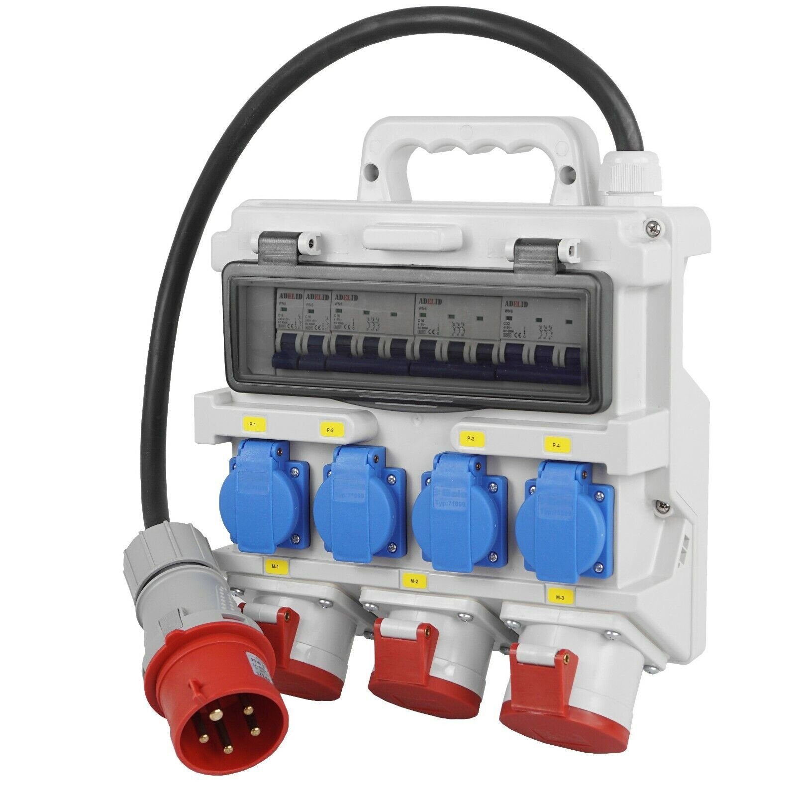 ADELID Stromverteiler, Baustromverteiler Wandverteiler 1x 32A 2x 16A 5-polig CEE 4x 230V Bals ...