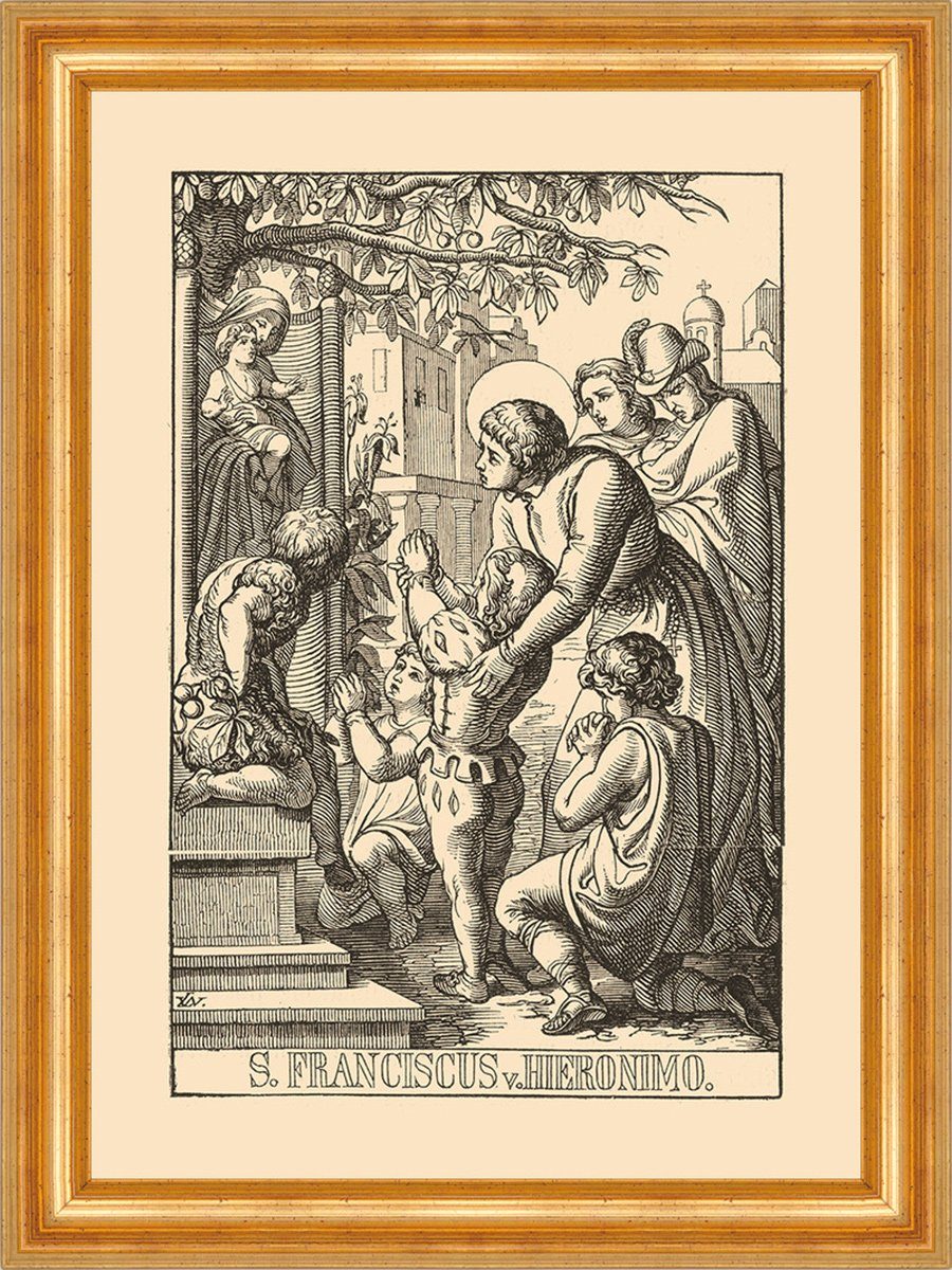 Kunstdruck Der heilige Franciscus von Hieronimo Holzstich Sankt A4 1043 Gerahmt, (1 St)