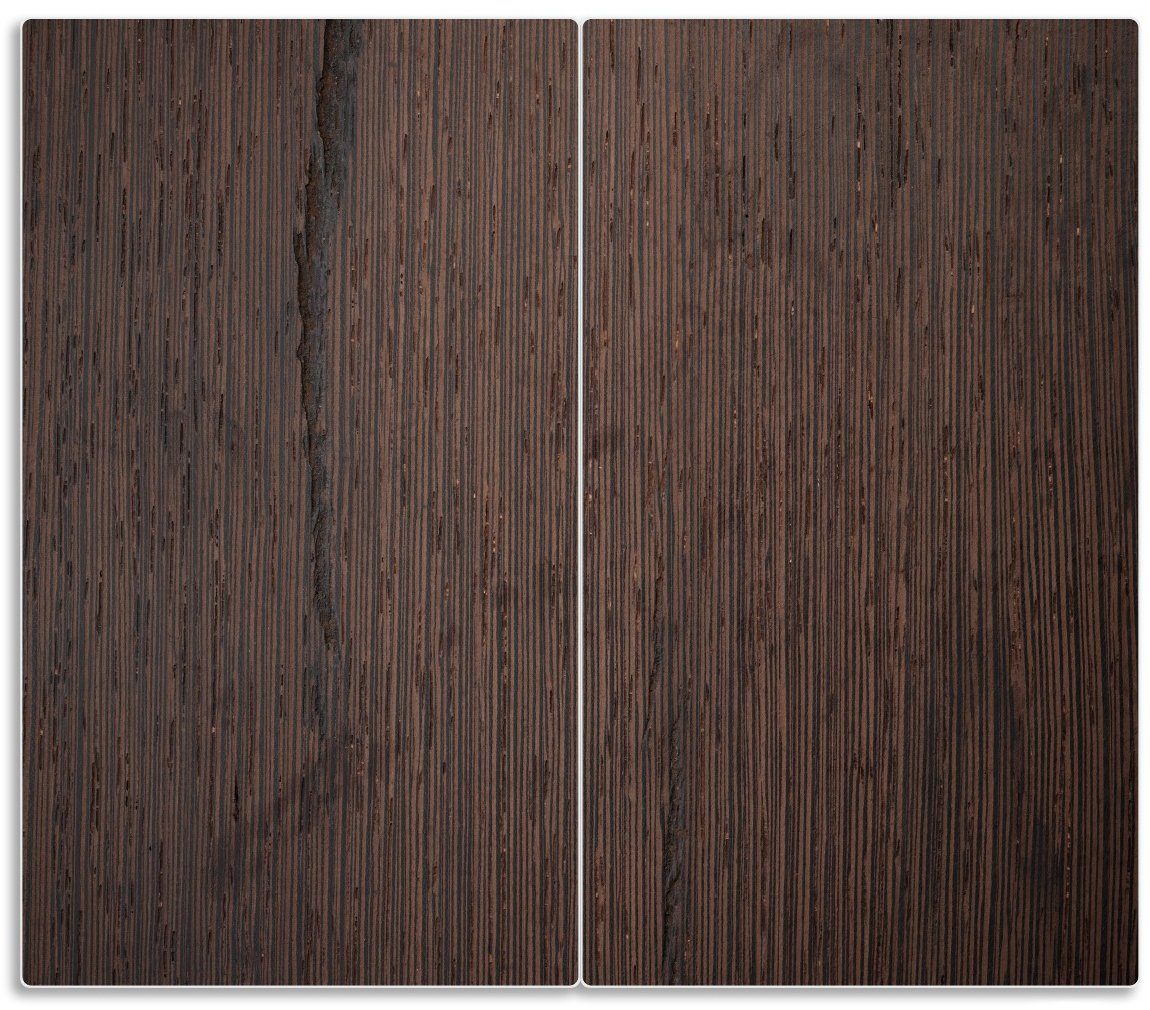 Wallario Herd Abdeckplatte Holz Optik Textur Dunkelbraunes Holz Esg