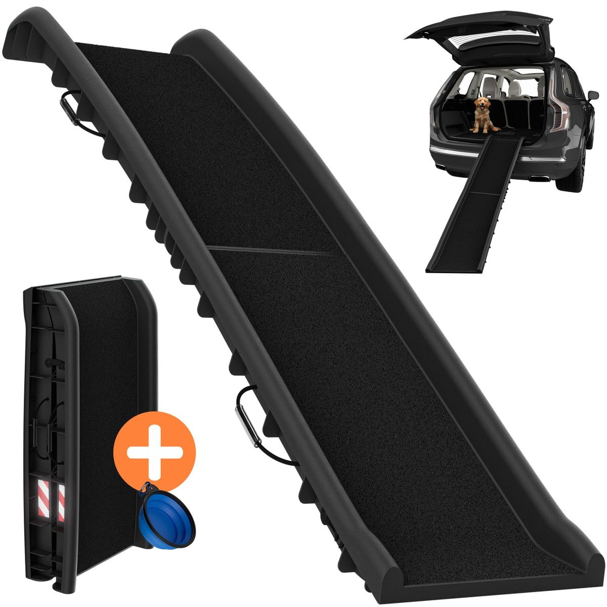 Cadoca Hunderampe, Hunderampe 90KG klappbar 156x40cm Tragegriff mit Sicherungsbügel Auto